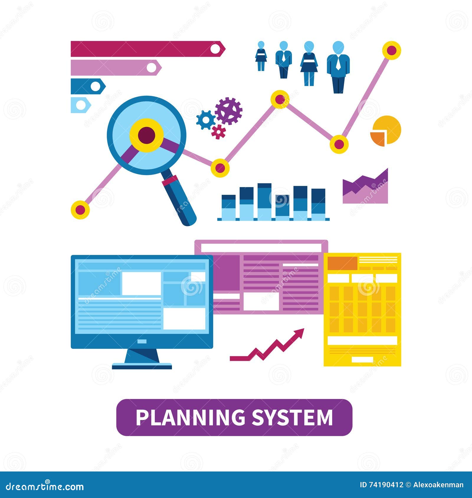 Planning System Vector Concept in Flat Style Stock Vector ...