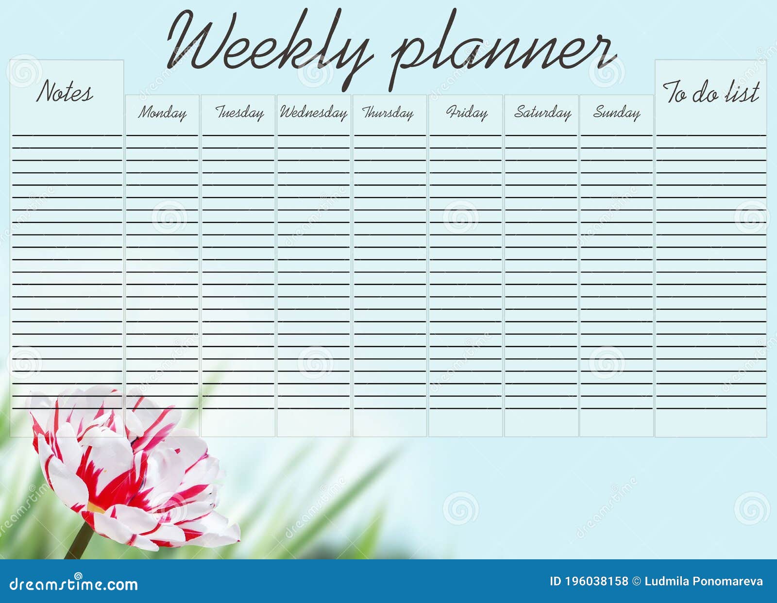 Planning for the Week. Template for Printing. Stock Illustration ...