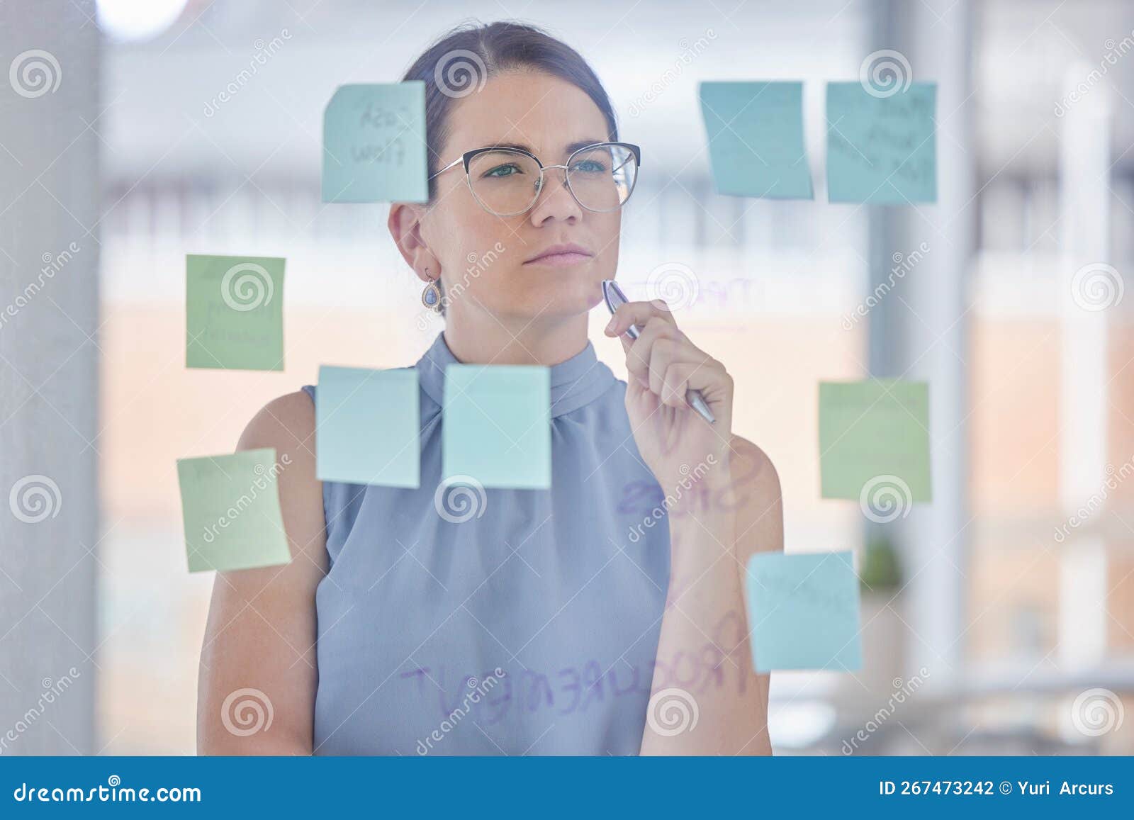 Planning, Thinking and Woman with Workflow, Strategy and Scrum or Agile ...