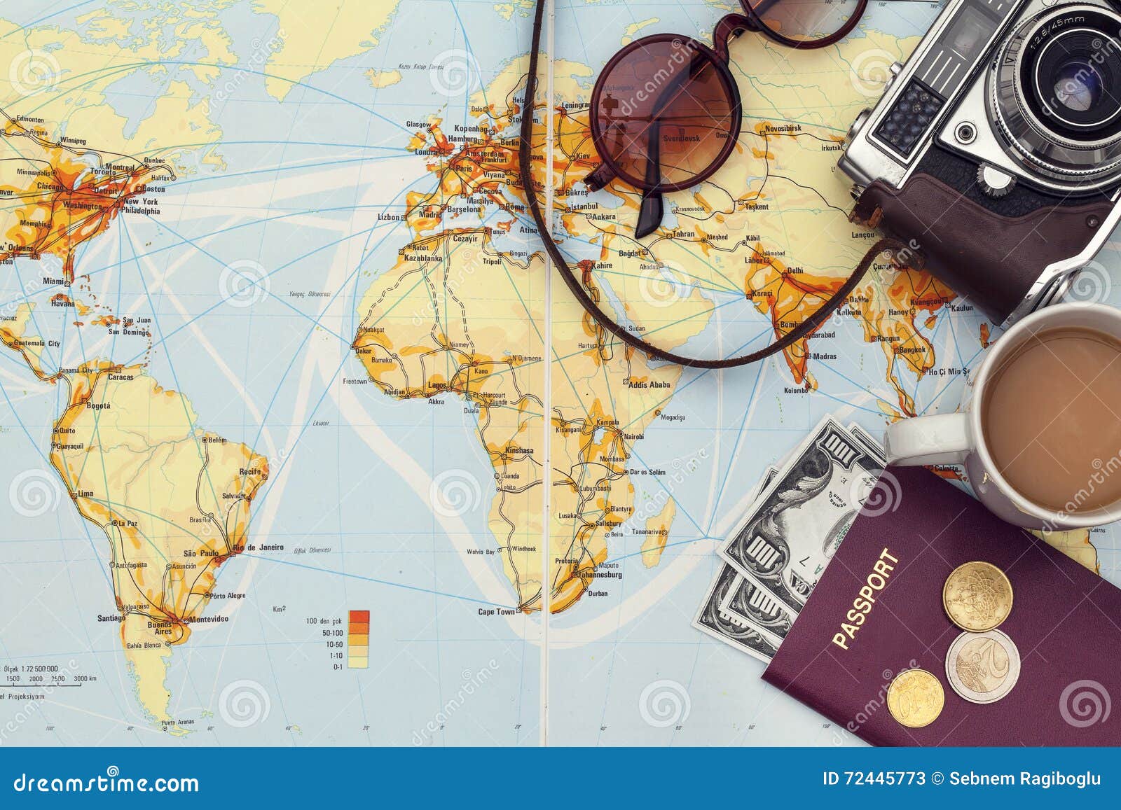 Planning vacation with map stock image. Image of close - 72445773