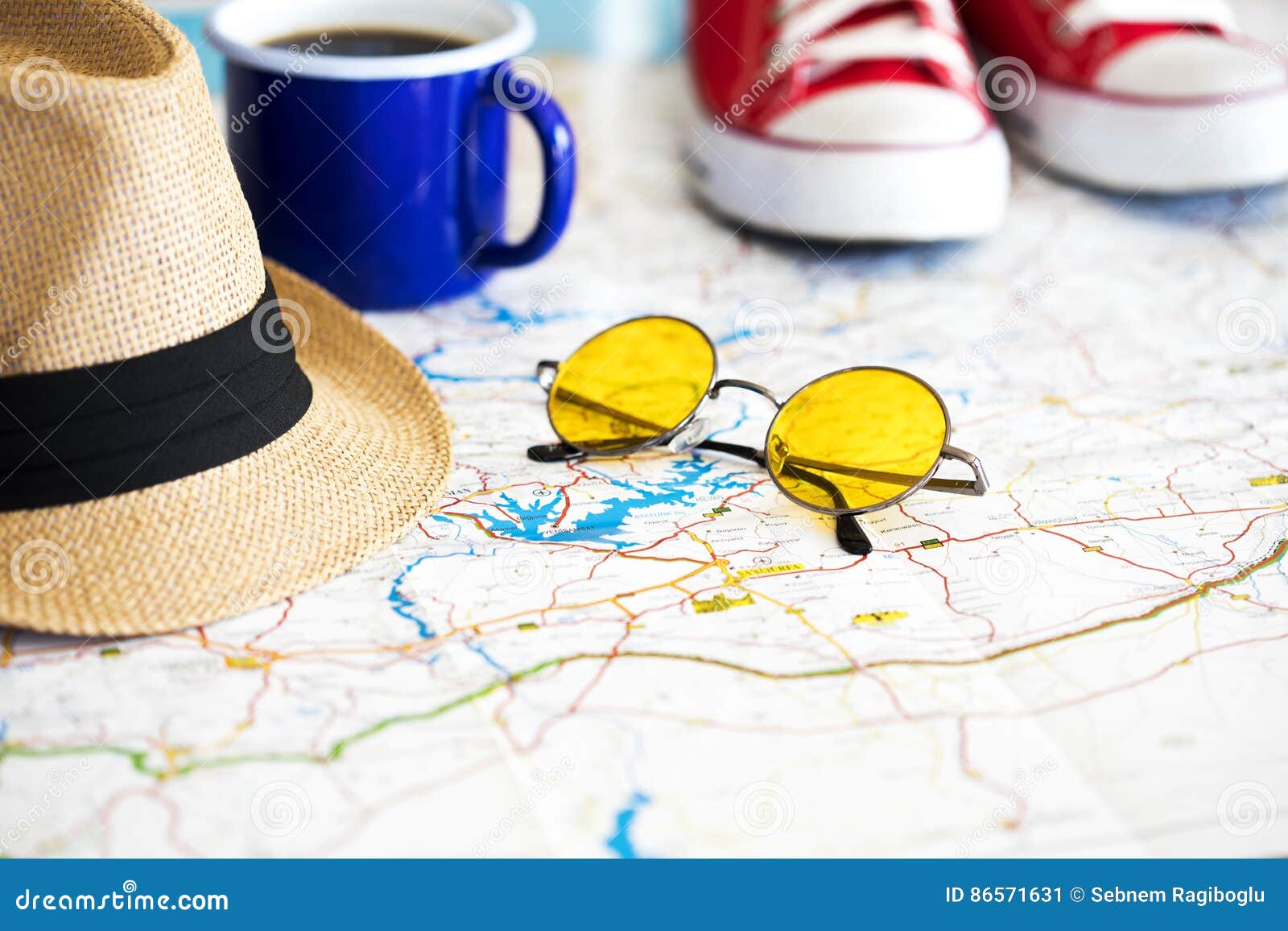 Planning Vacation Trip with Map Stock Image - Image of summer, journey ...