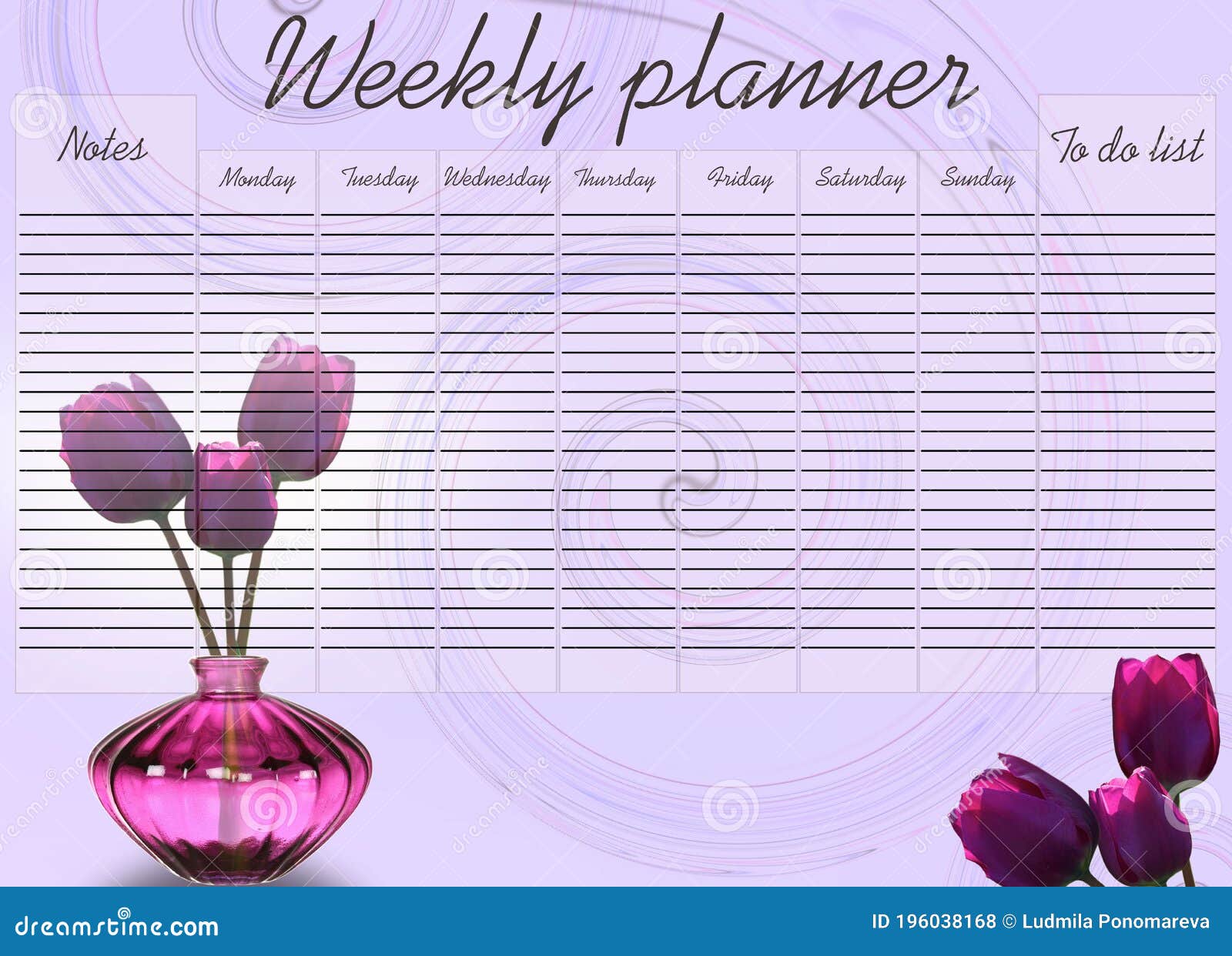 Planning for the Week. Template for Printing. Stock Illustration ...