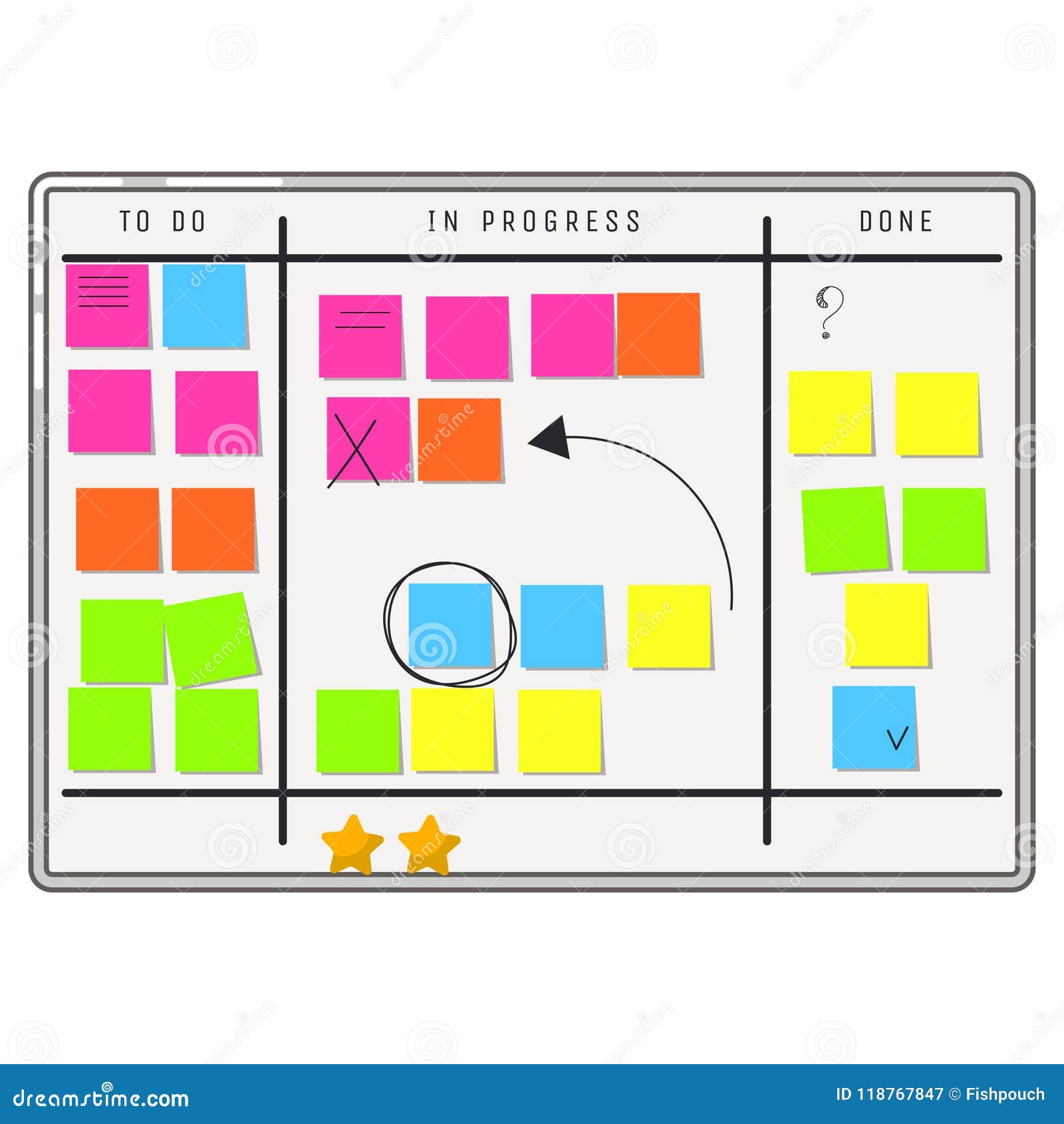 Planning Whiteboard Organizer with Sticker Notes. Stock Vector ...