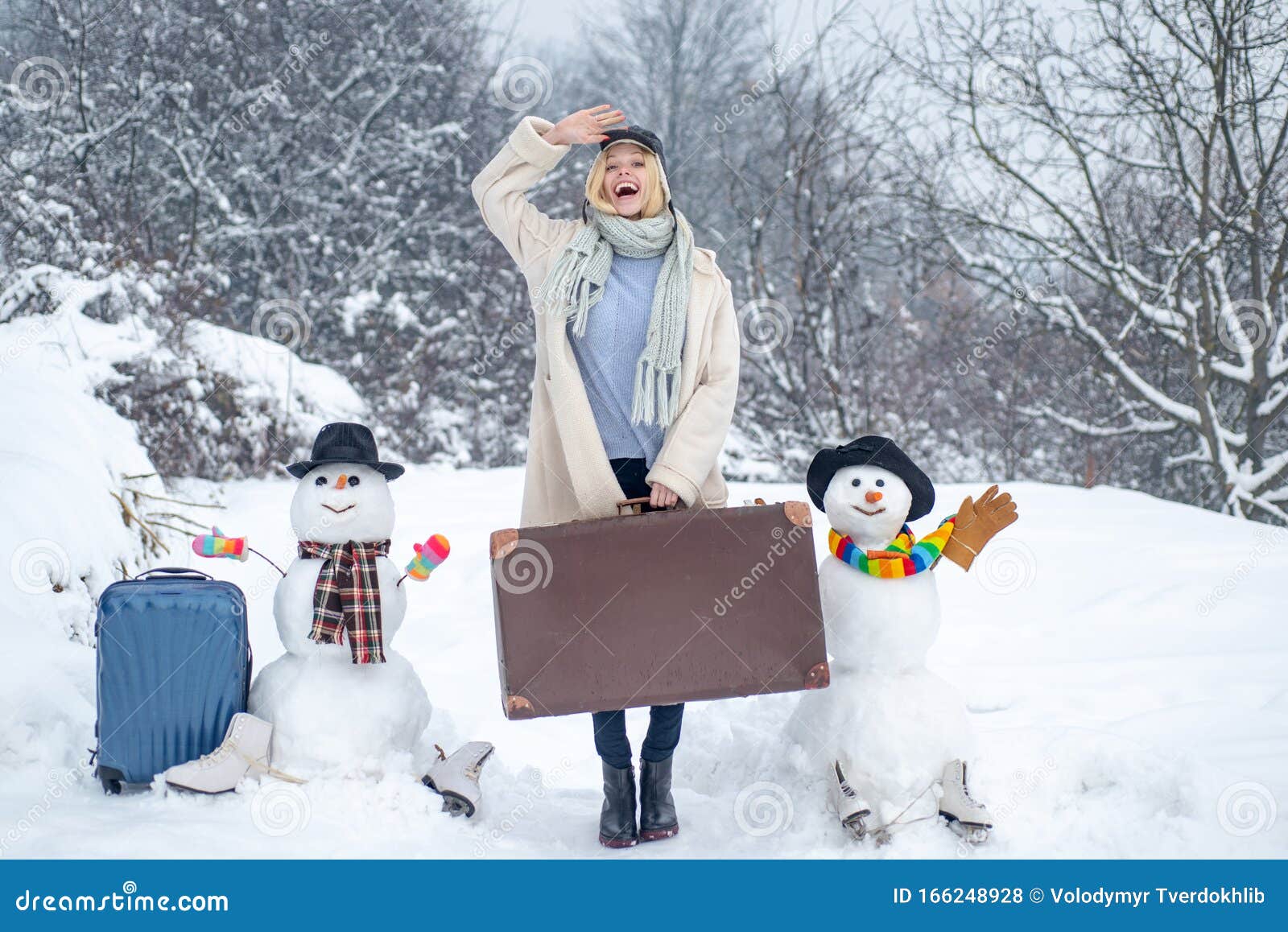 Planning Winter Vacations. Winter Holiday. Funny Snowmen. Royalty-Free ...
