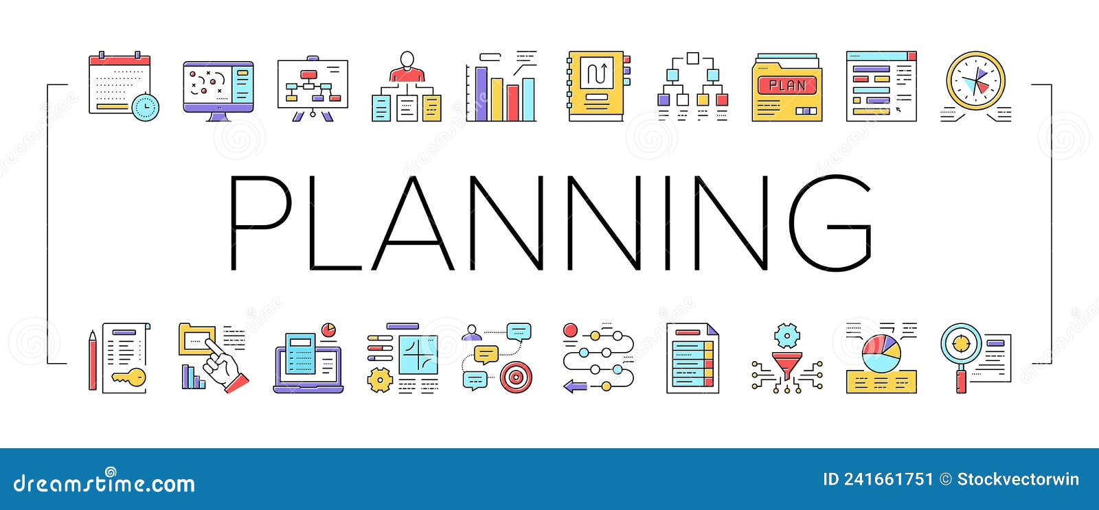Planning Work Process Collection Icons Set Vector . Stock Vector ...