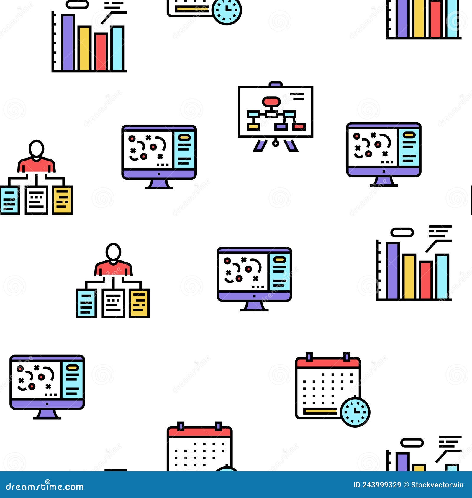Planning Work Process Vector Seamless Pattern Stock Vector ...