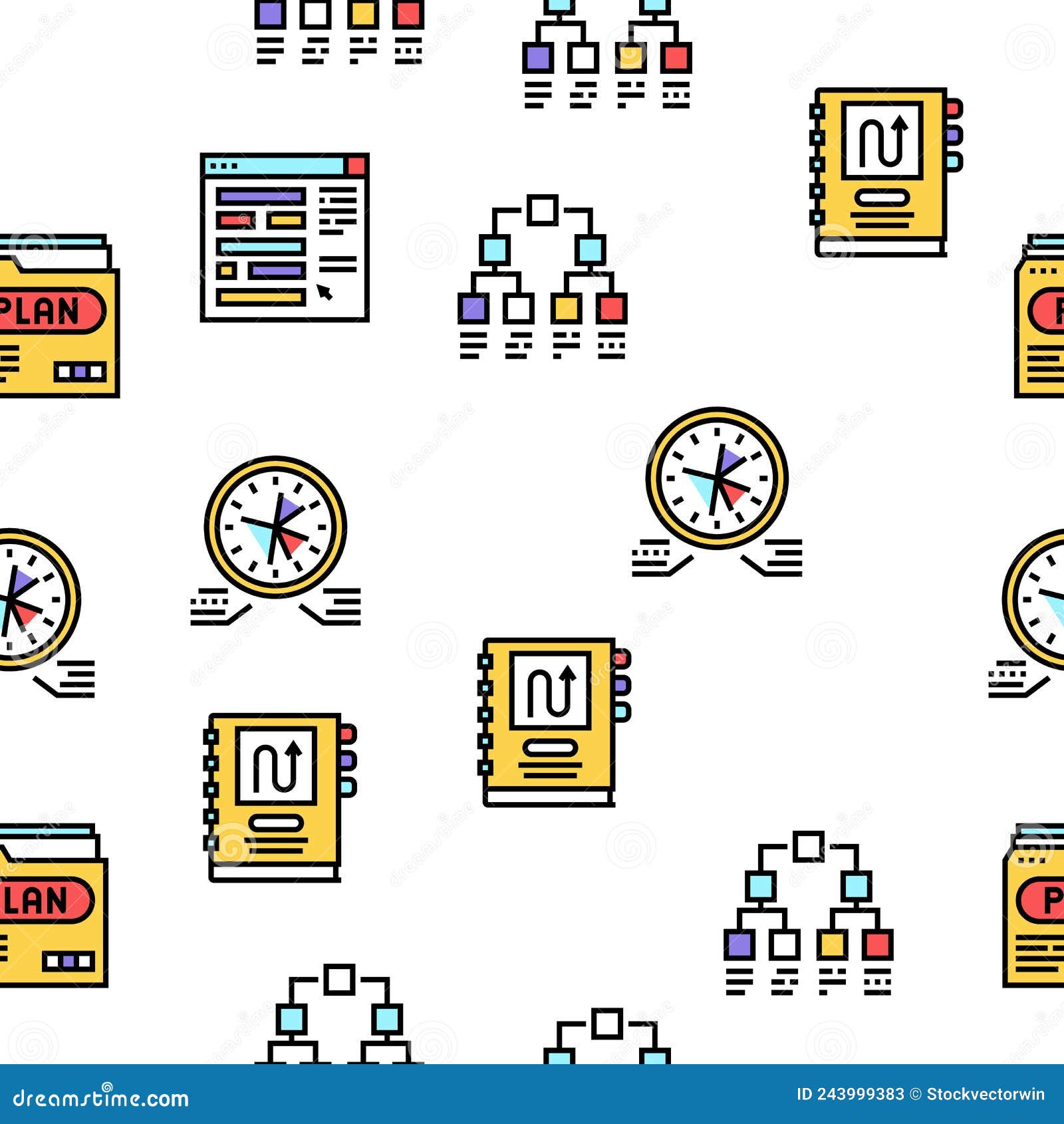 Planning Work Process Vector Seamless Pattern Stock Vector ...