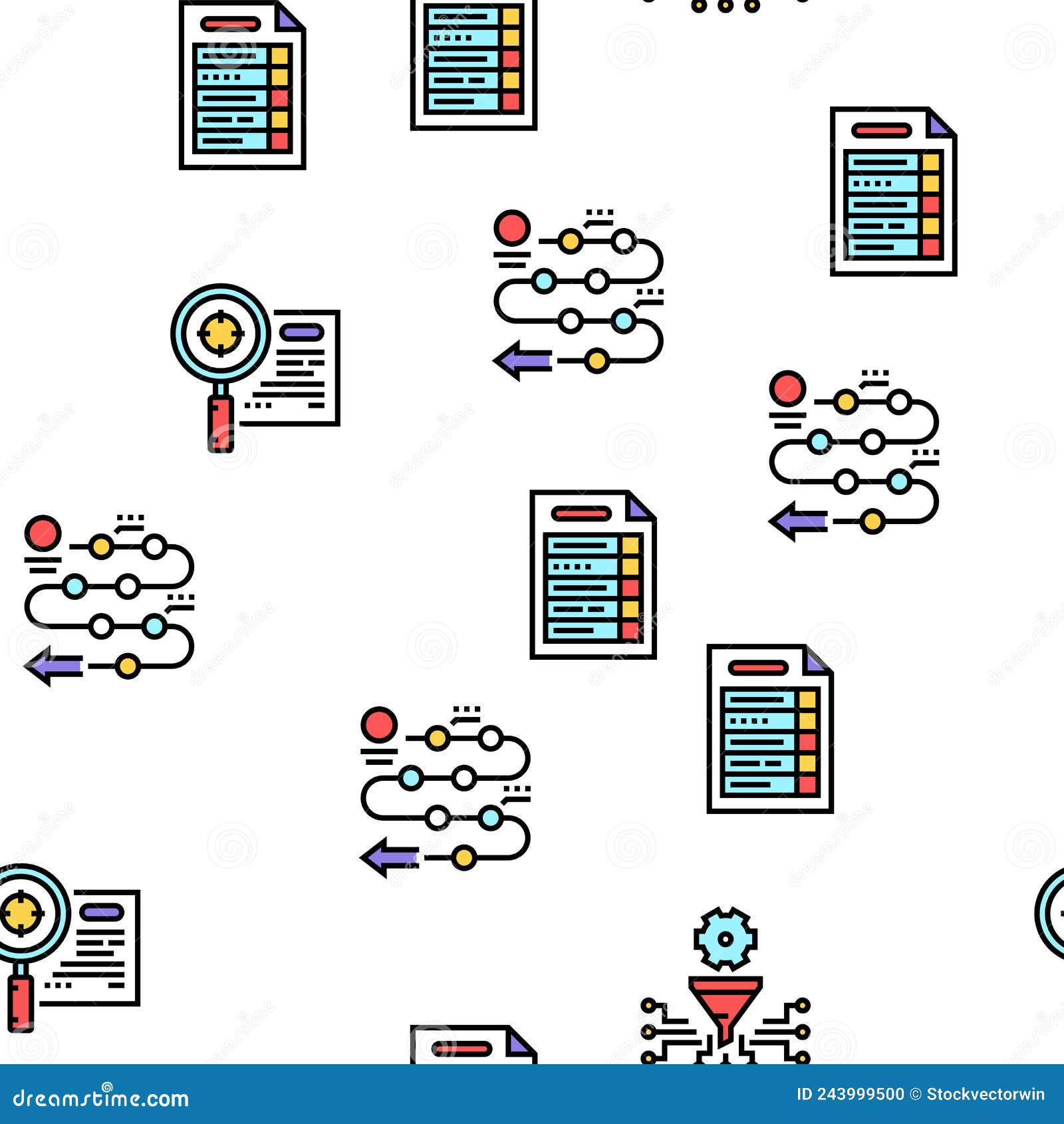 Planning Work Process Vector Seamless Pattern Stock Illustration ...