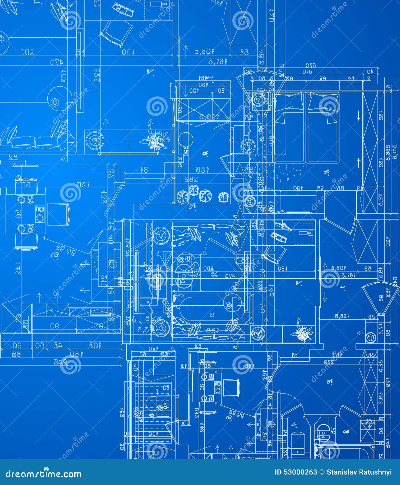 Plano Arquitetónico Detalhado Ilustração do Vetor - Ilustração de ...