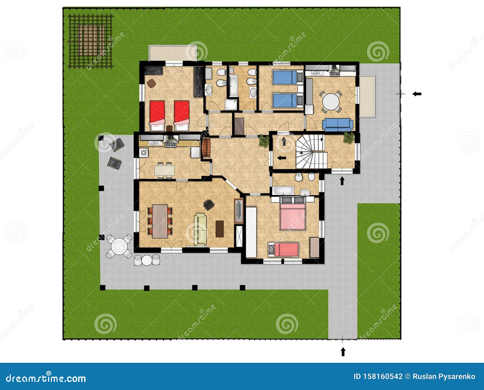 Plano 3d. Plano Del Piso. Planos De Suelo En Color 3d Foto de archivo ...