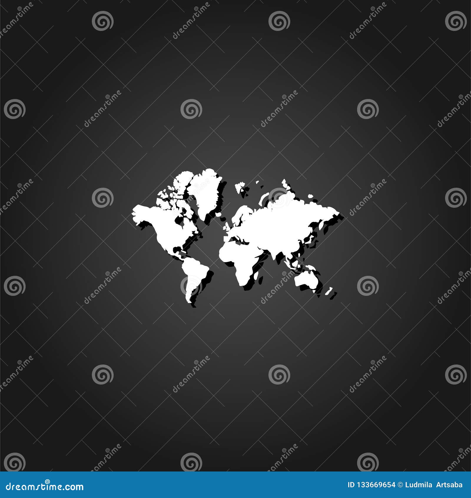 Plano Del Icono Del Mapa Del Mundo Stock de ilustración - Ilustración ...