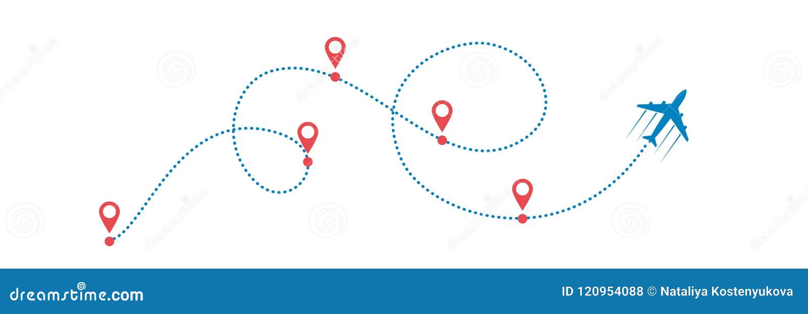 Plano e trajeto ilustração do vetor. Ilustração de azul - 120954088