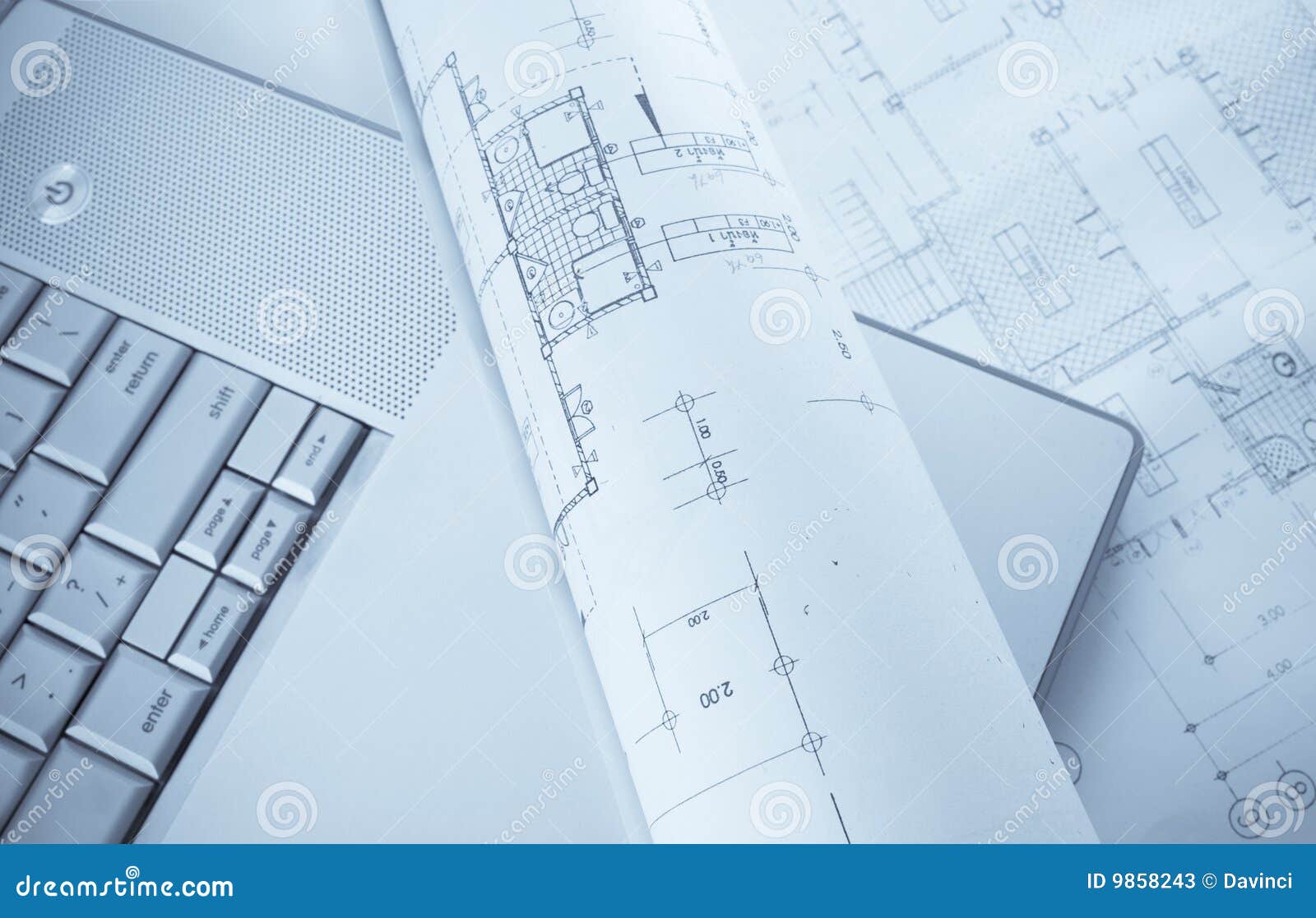 Plans stock image. Image of idea, laptop, measurements - 9858243