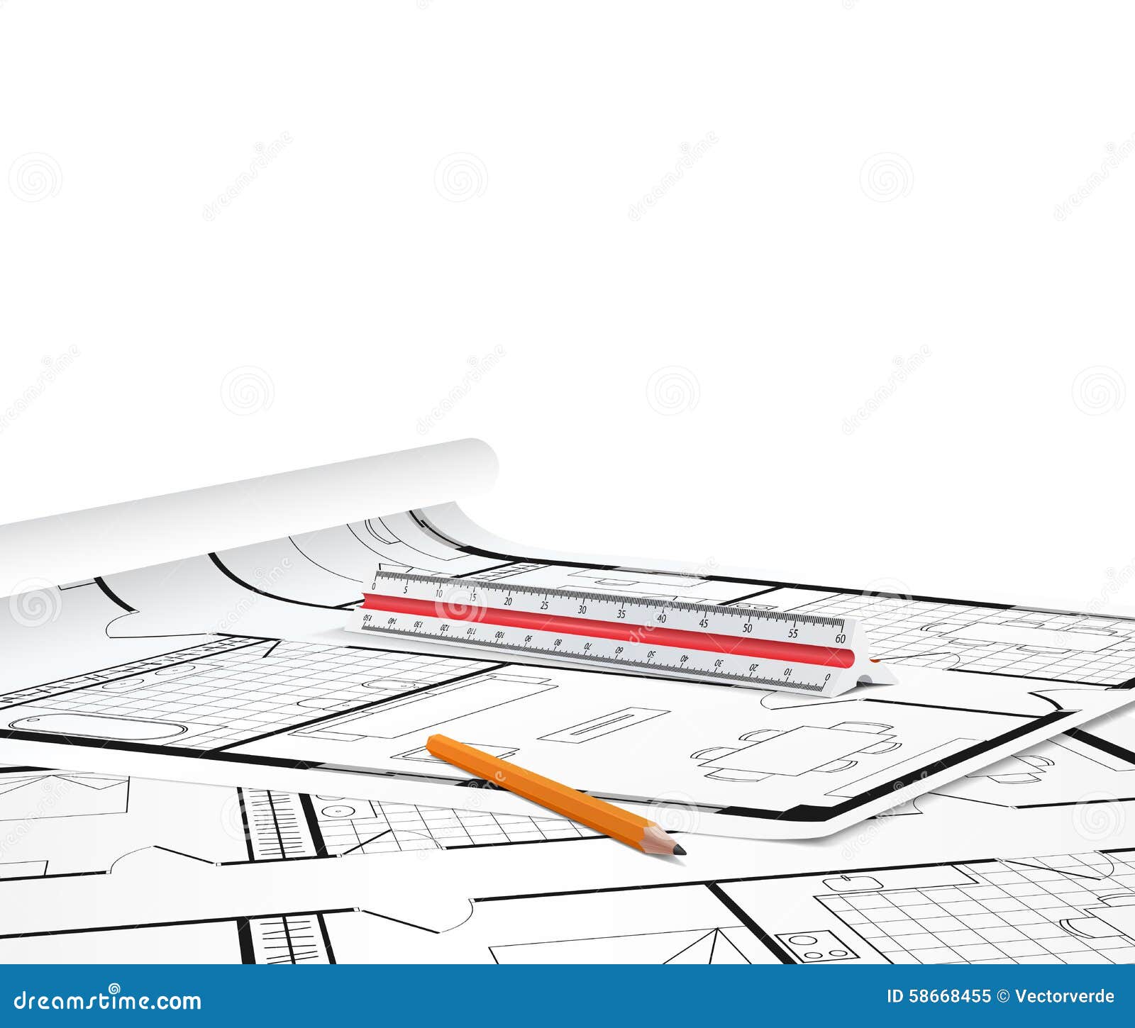 Plans stock vector. Illustration of print, project, ruler - 58668455