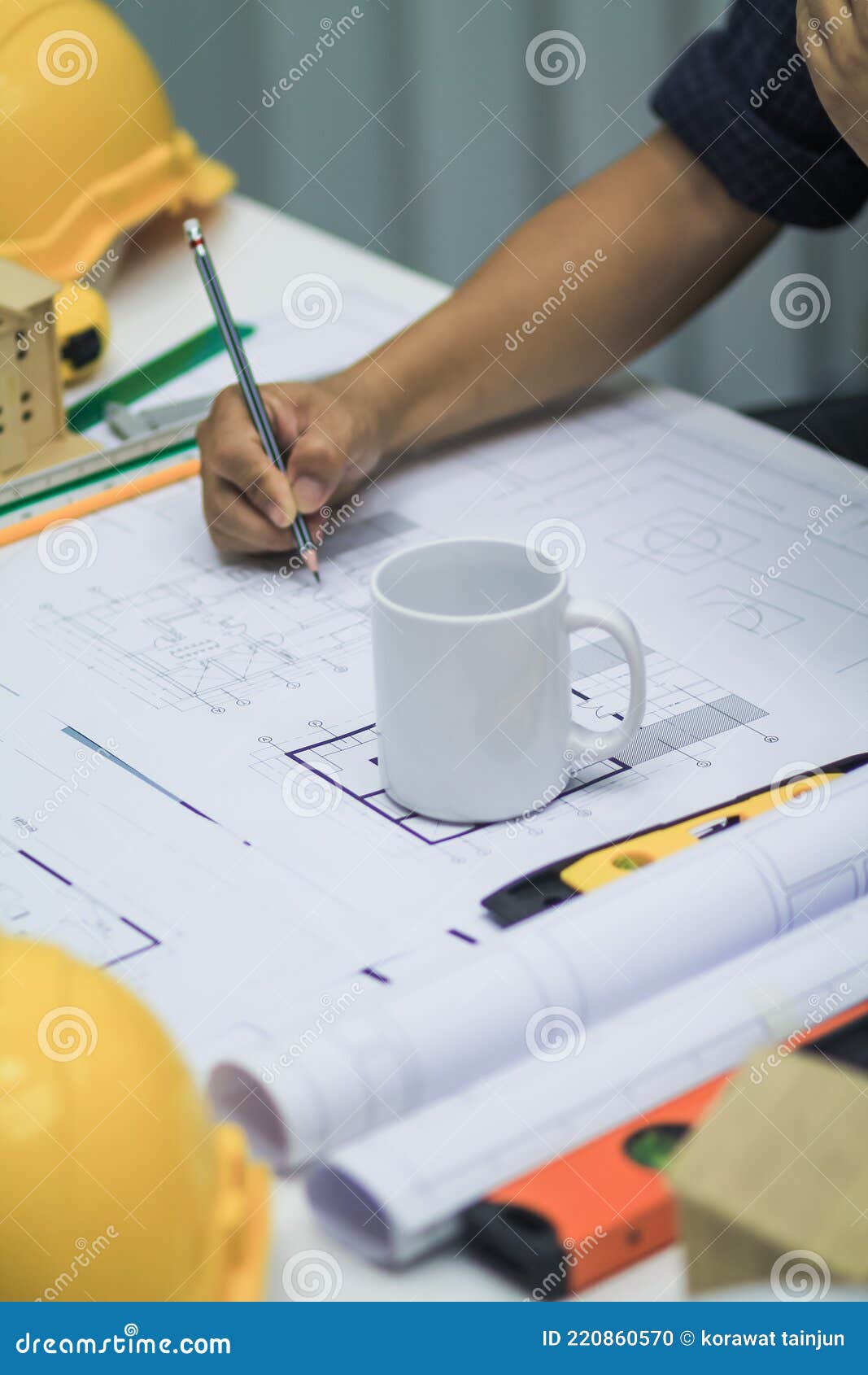 Plans and Documents are Placed on Desks in the Engineering Team`s ...