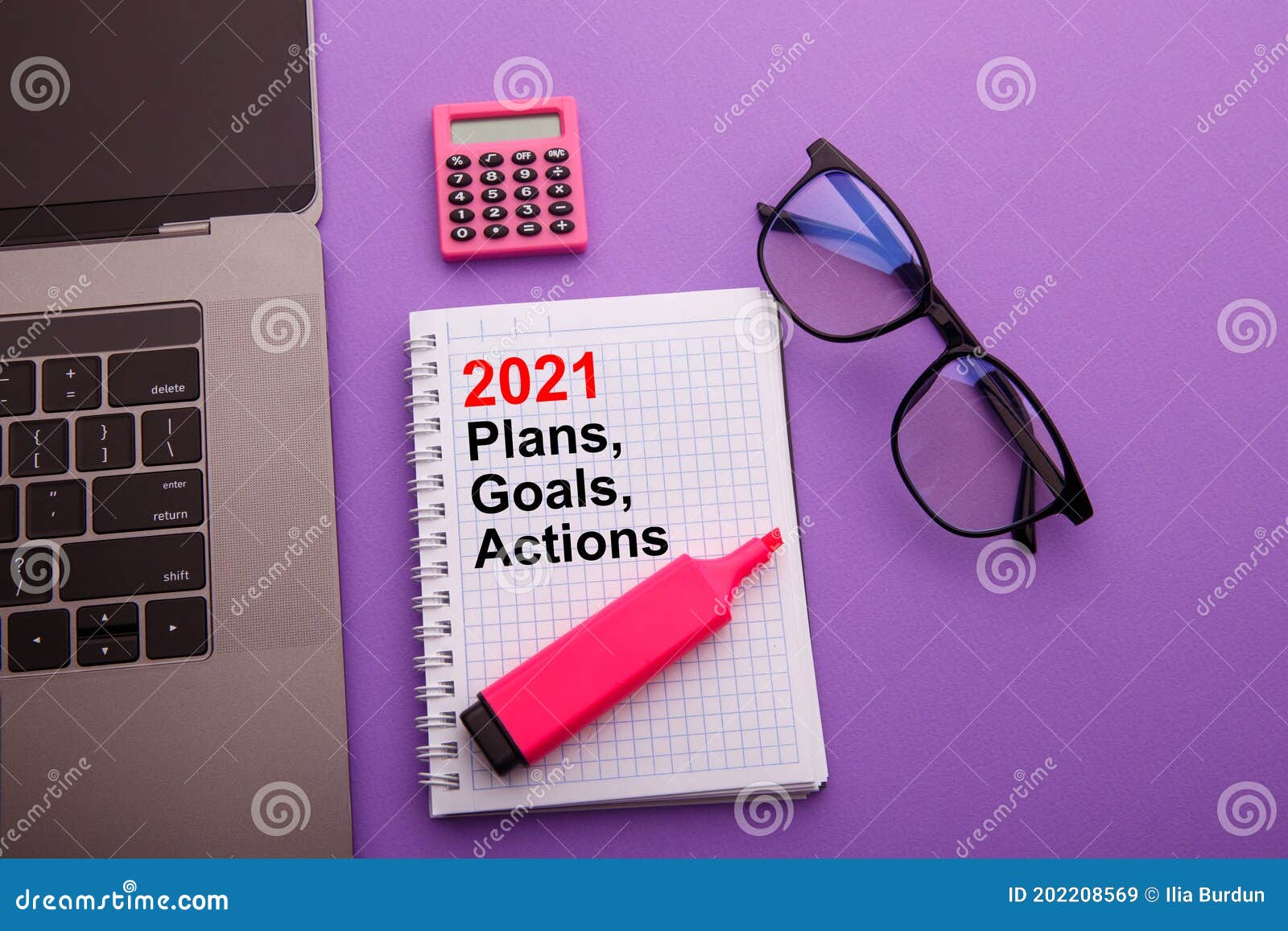Plans, Goals and Actions 2021 - Business Office Desk with Notebook ...