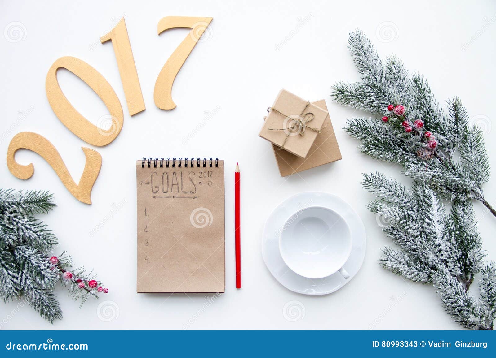 Plans for New Year on White Background Top View Stock Image - Image of ...