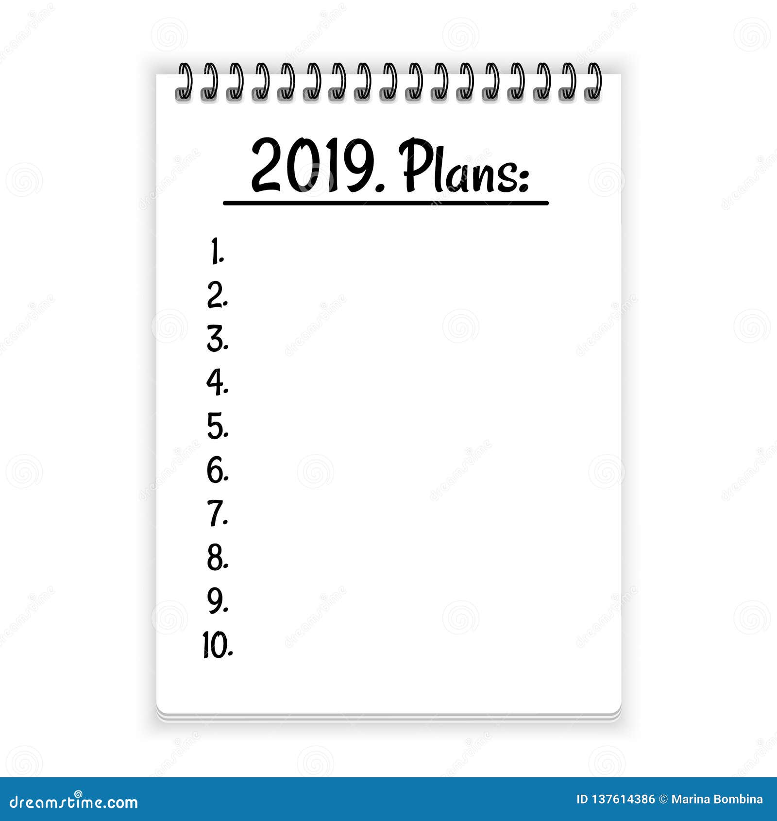 2019 Plans on Notebook Paper Vector Stock Vector - Illustration of ...