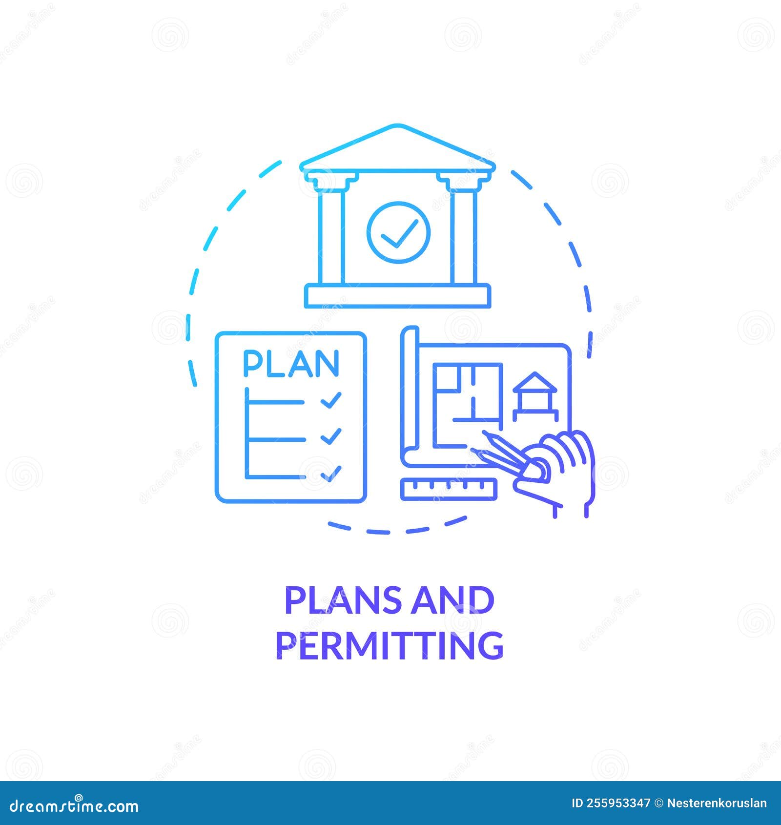 Plans and Permitting Blue Gradient Concept Icon Stock Vector ...