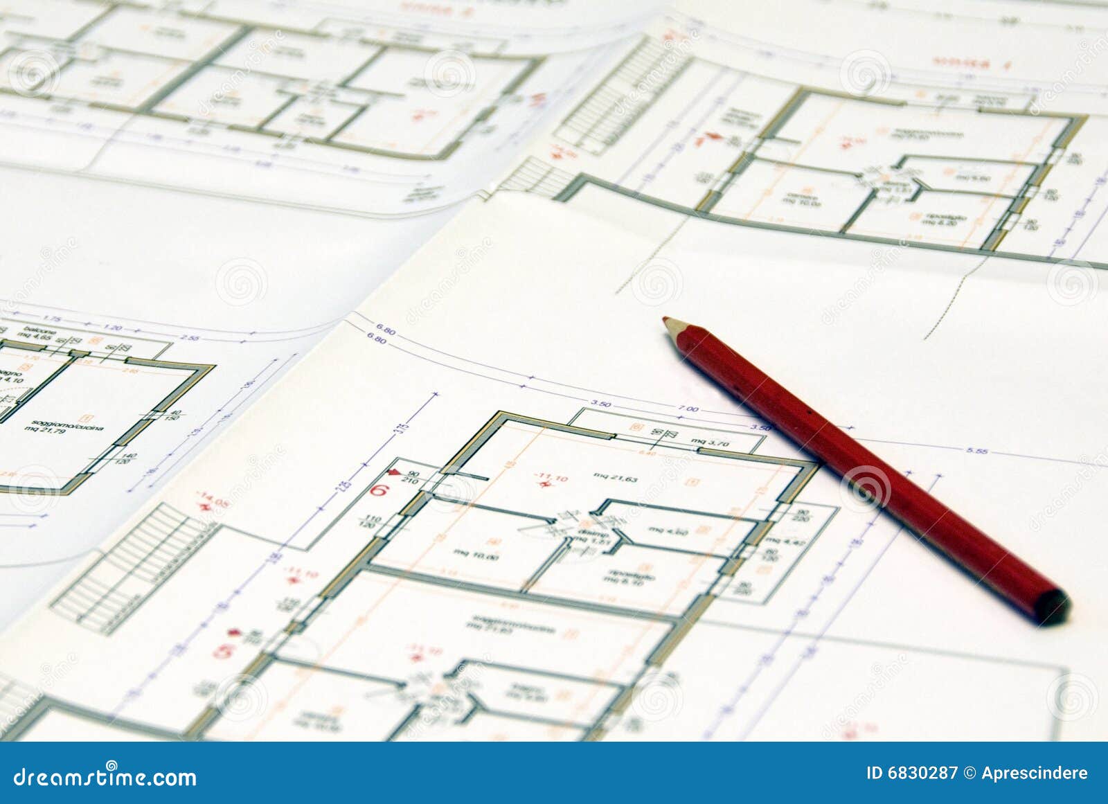 Plans and red pencil stock image. Image of math, designer - 6830287