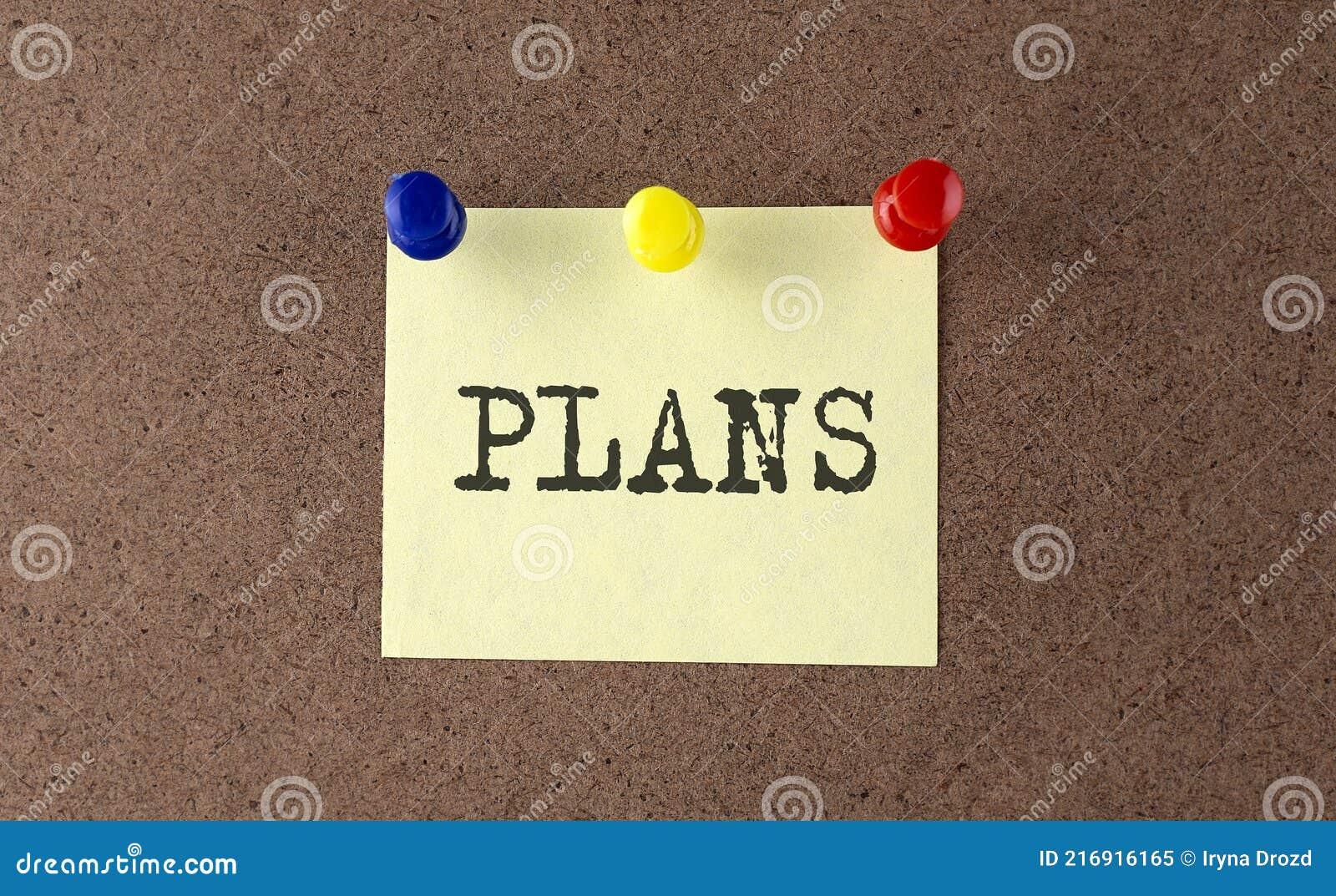 PLANS Text Written on Message Board. Memo Stock Image - Image of ...