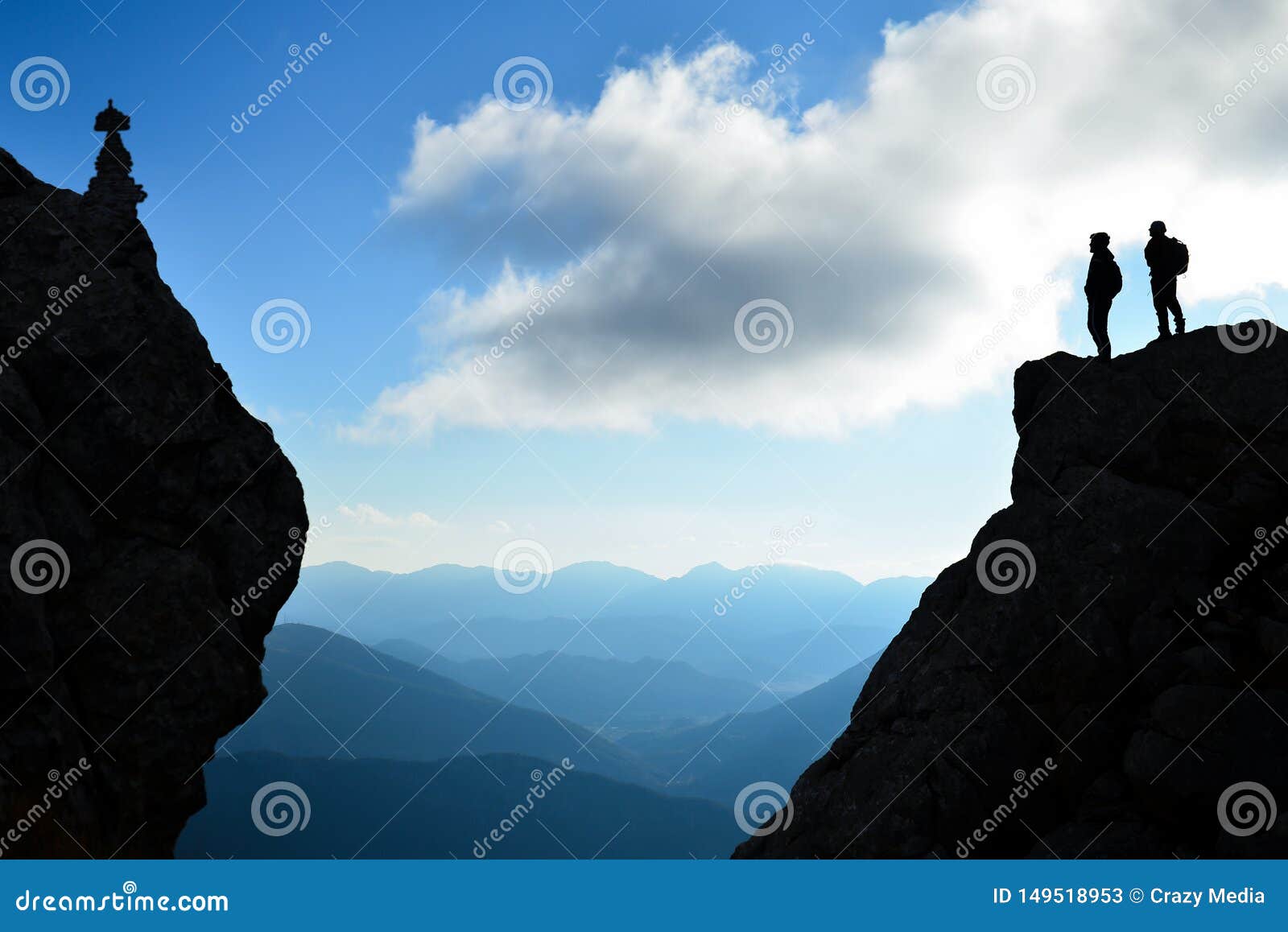 Silhouette Climbers View Summit Stock Image - Image of achievement ...