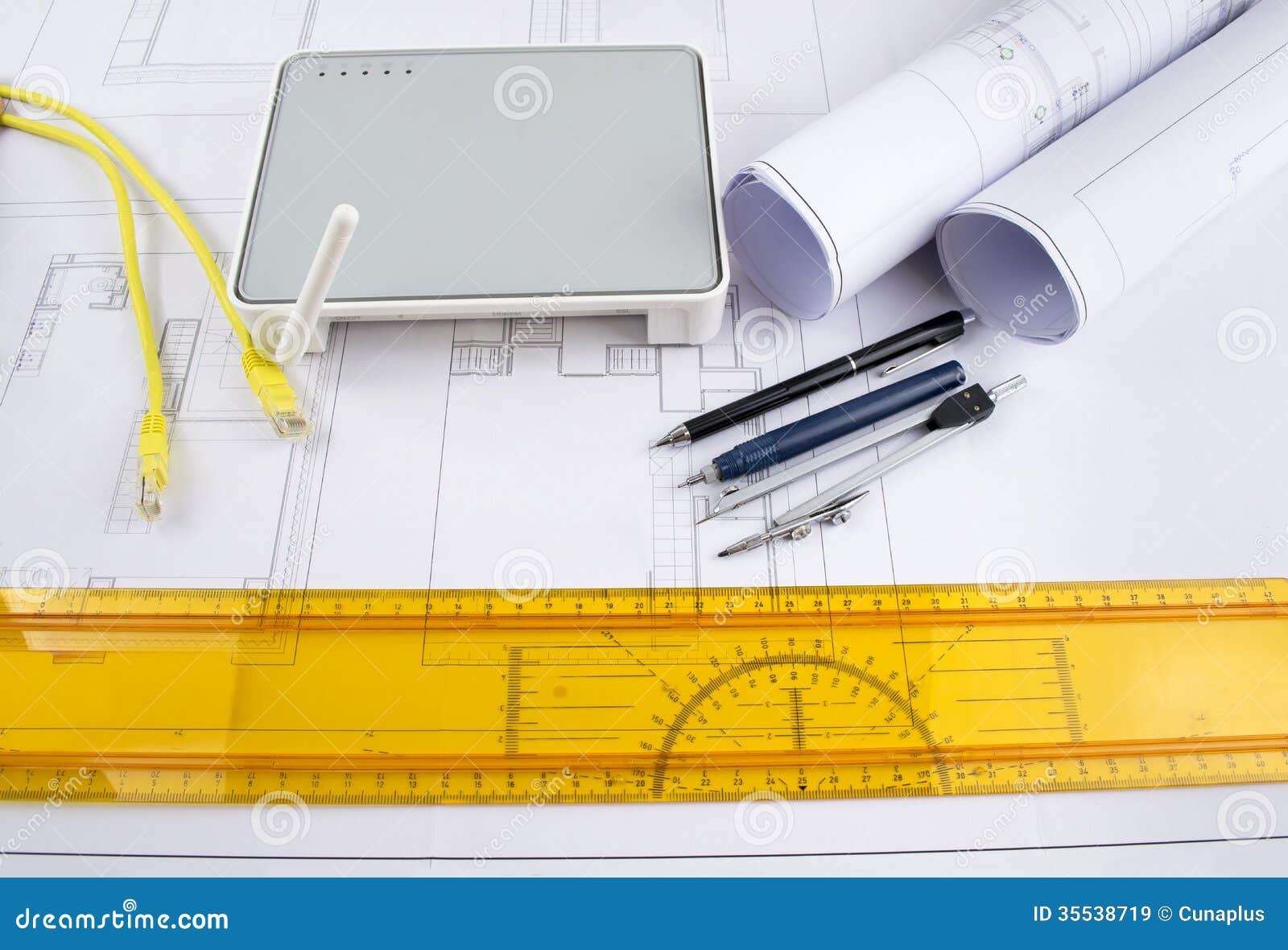 Plans of wireless network stock image. Image of design - 35538719