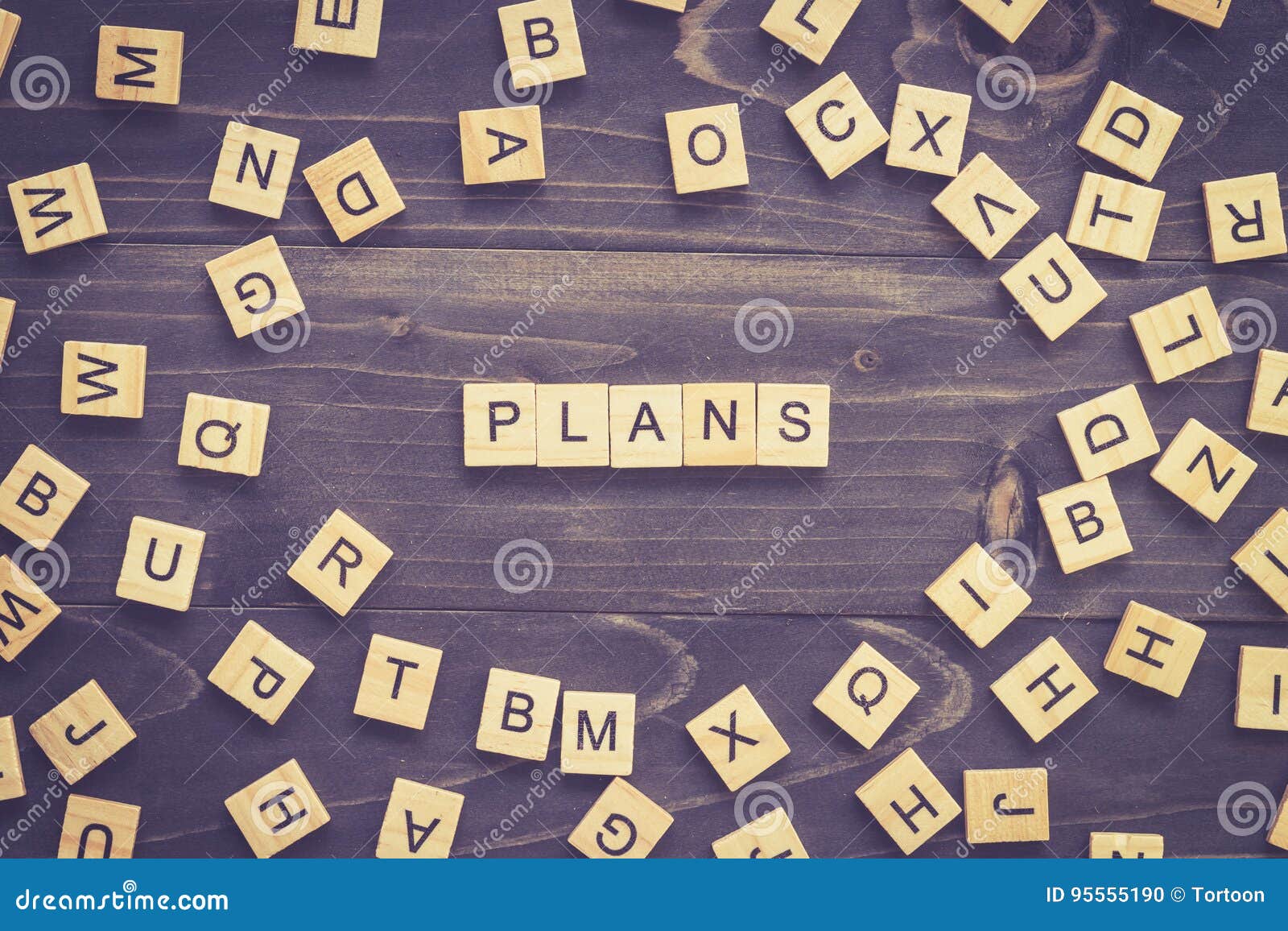 Plans Word Wood Block on Table for Business Concept. Stock Photo ...