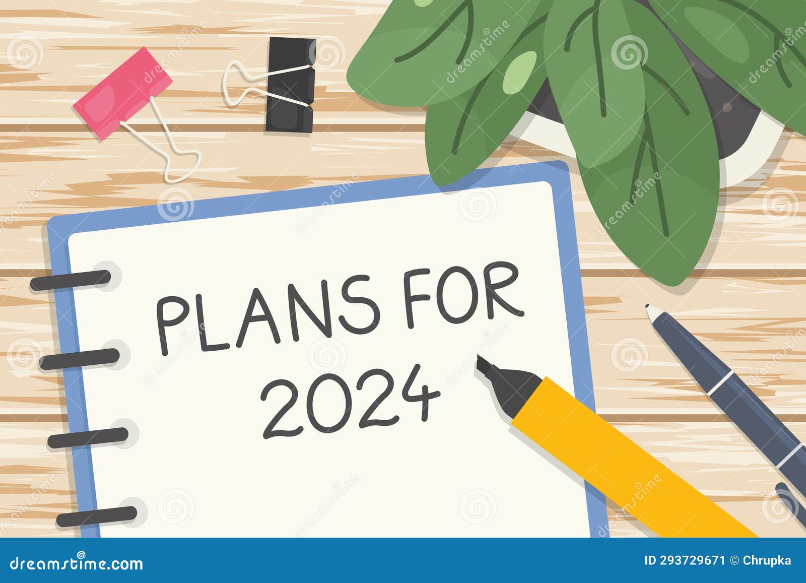 Plans for 2024 Written in a Notebook, Flat Lay Composition on Wooden ...