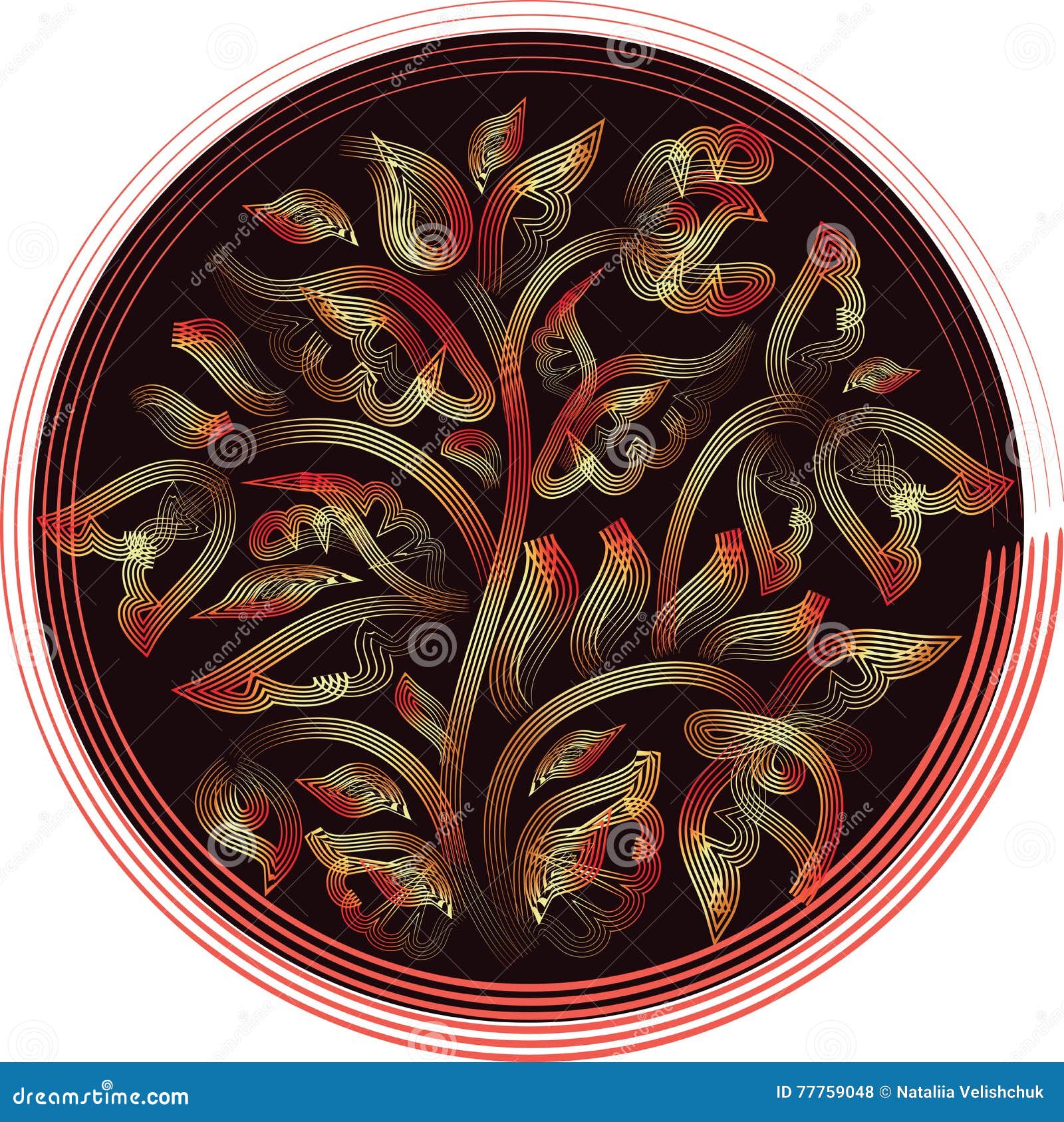 Plant Abstraction in the Circle. the Background is Black Stock Vector ...