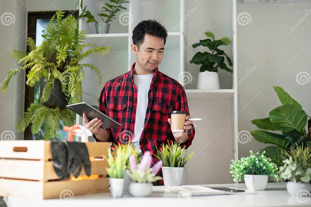 Plant Arranger Balancing Multitasking with Digital Communication Stock ...