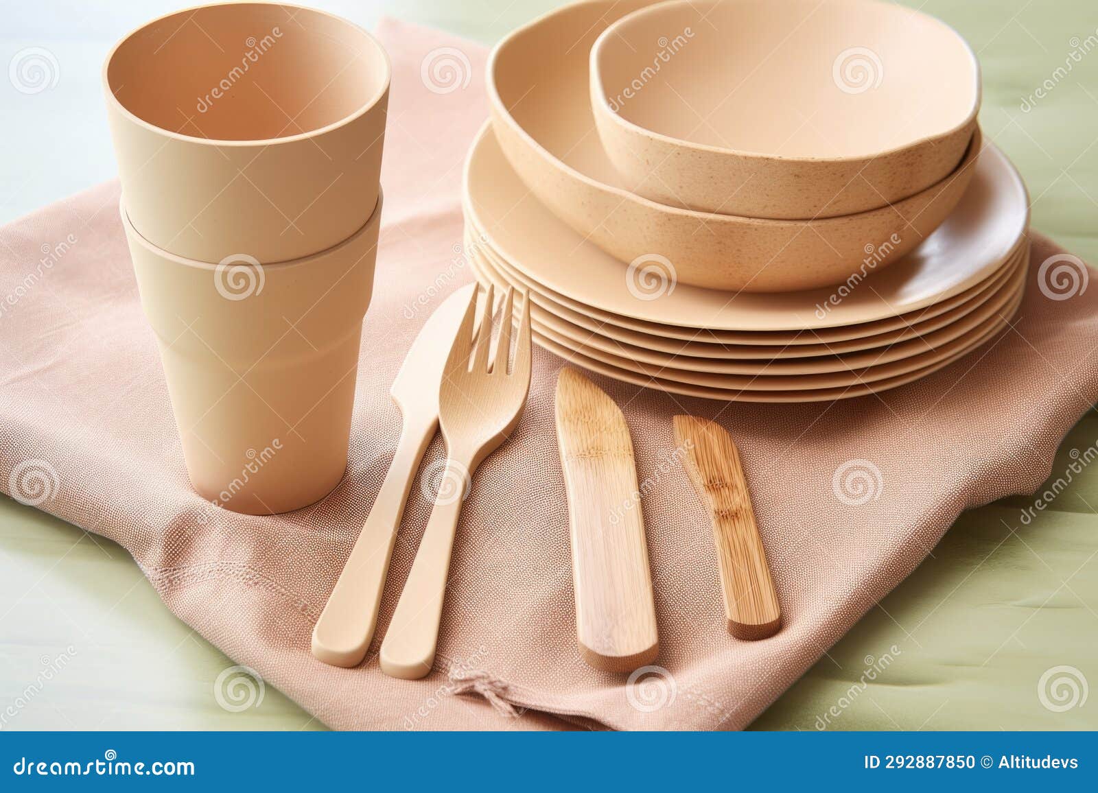 Plant-based Biodegradable Cutlery Set on a Table Stock Photo - Image of ...