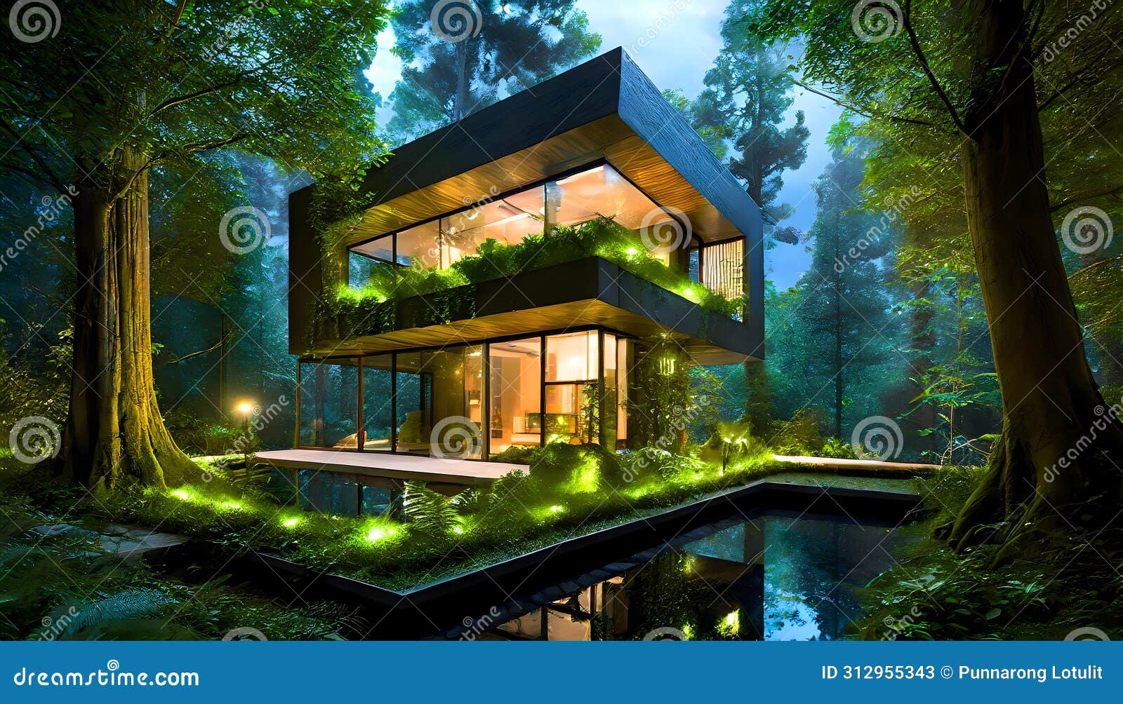 Plant Based Sentient House Artificial Intelligence in a Forest Stock ...