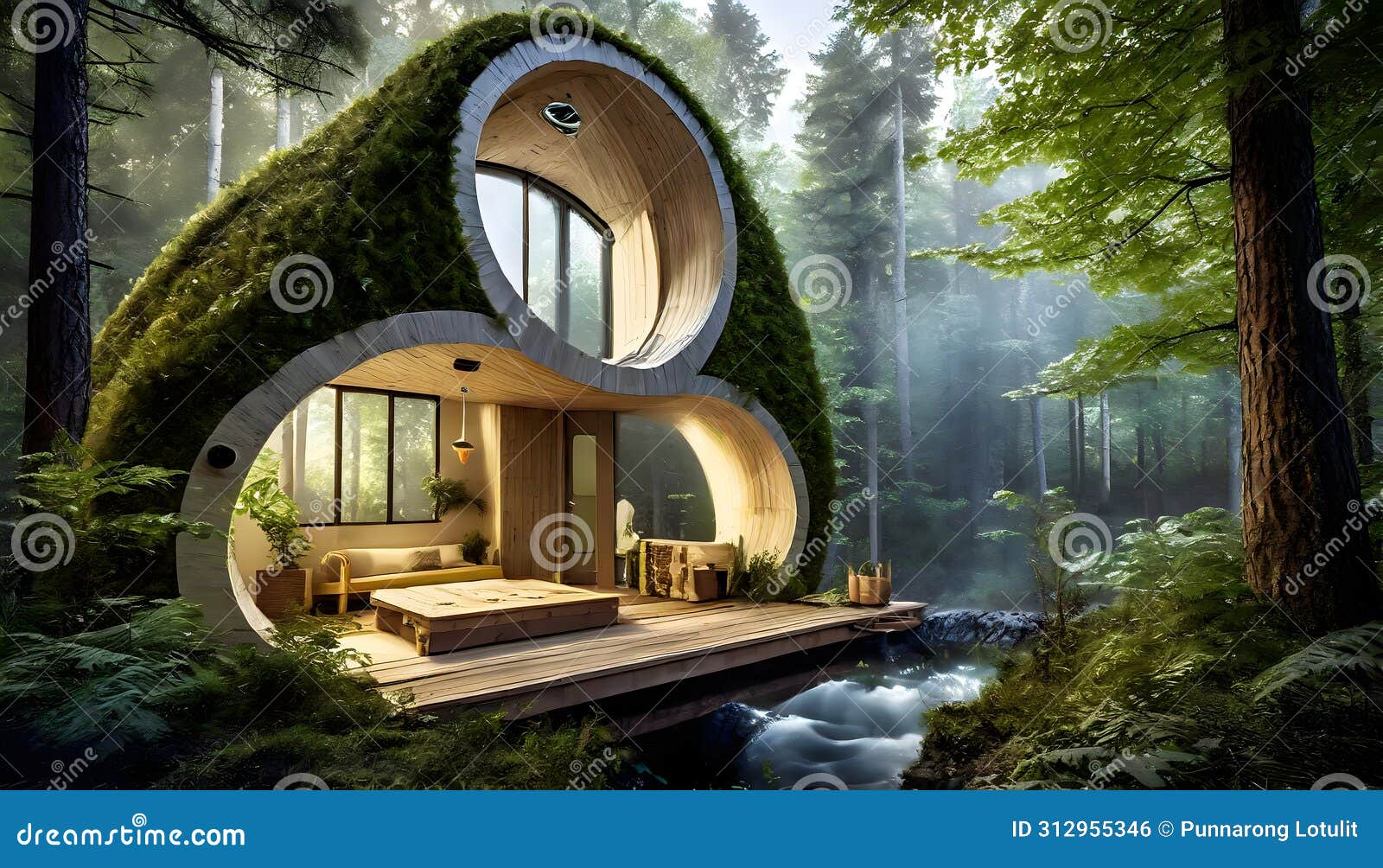 Plant Based Sentient House Artificial Intelligence in a Forest Stock ...