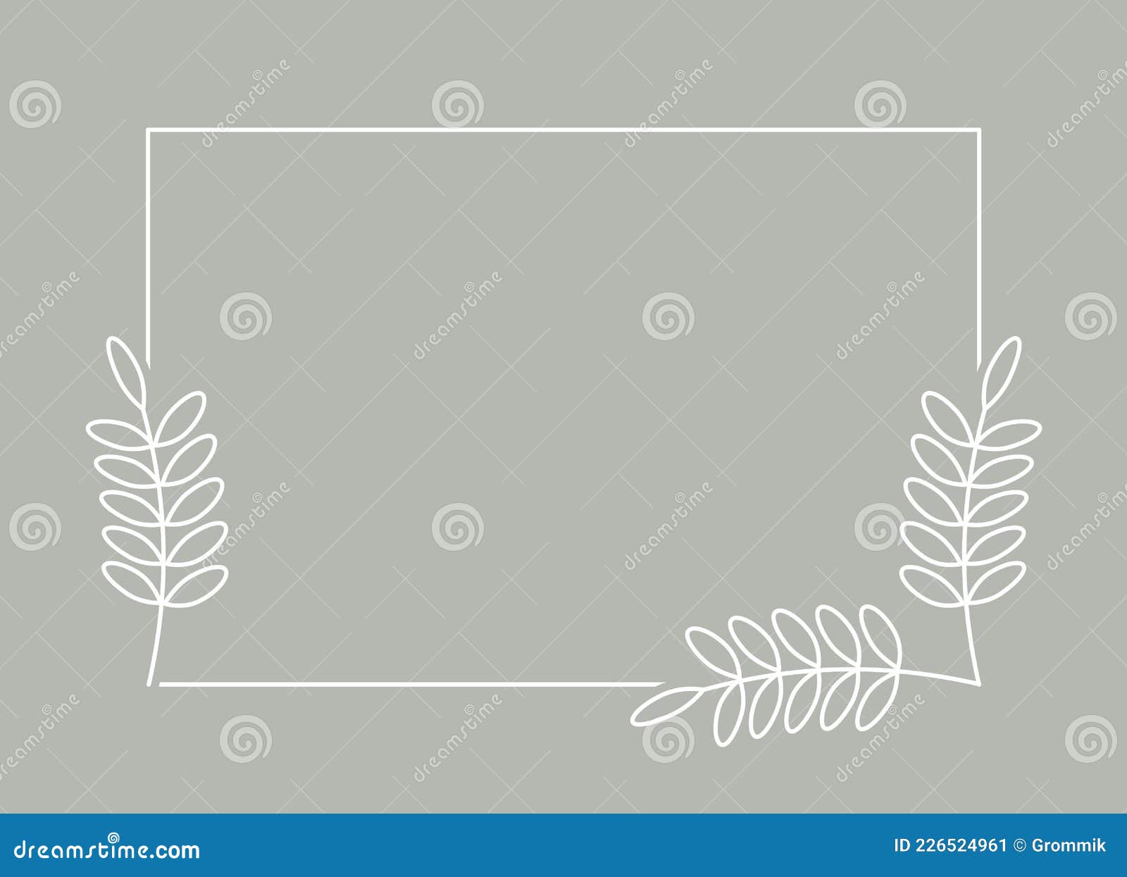 Plant Branch in a Rectangular Frame, with Place for Text for Posters ...