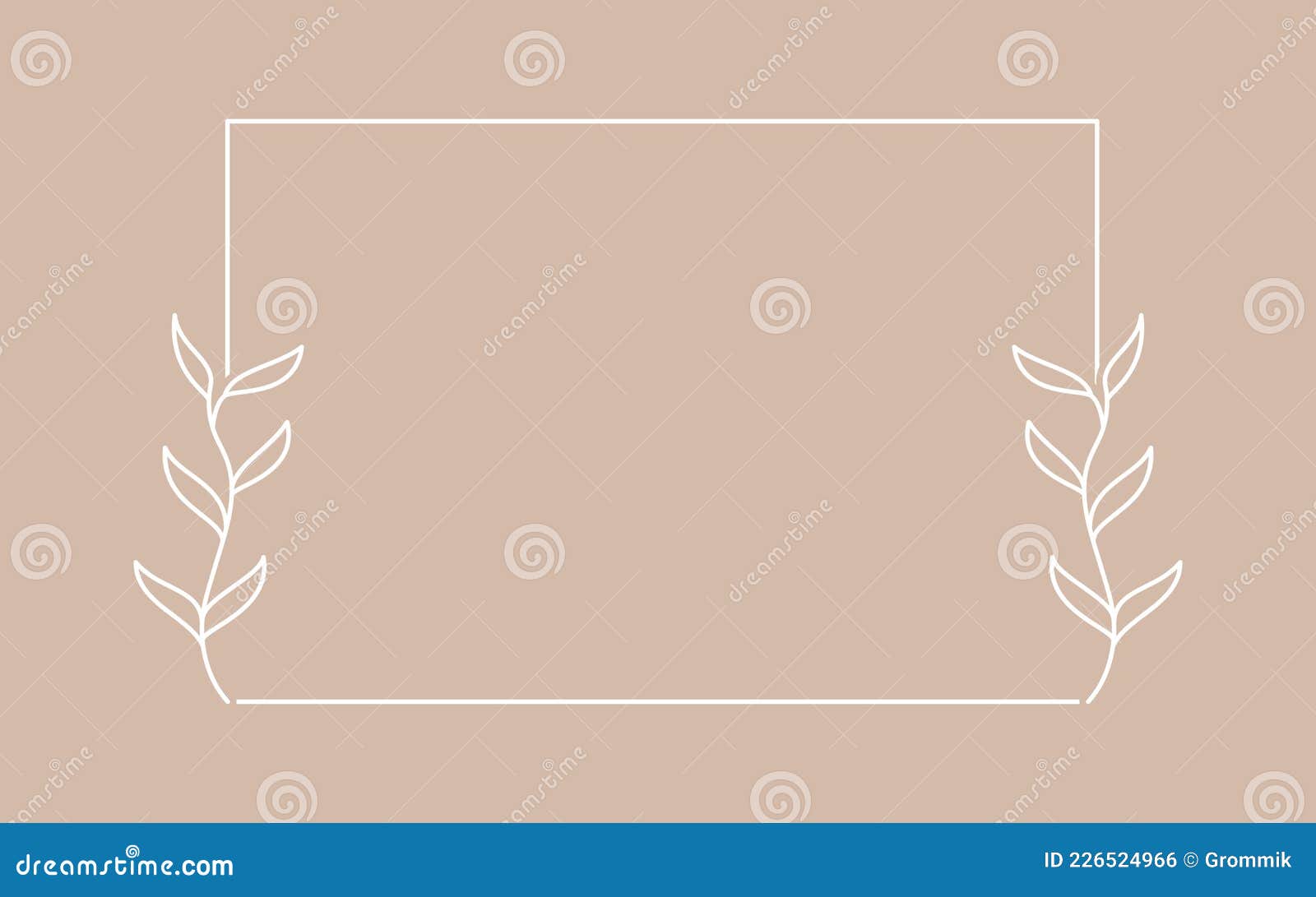 Plant Branch in a Rectangular Frame, with Place for Text for Posters ...