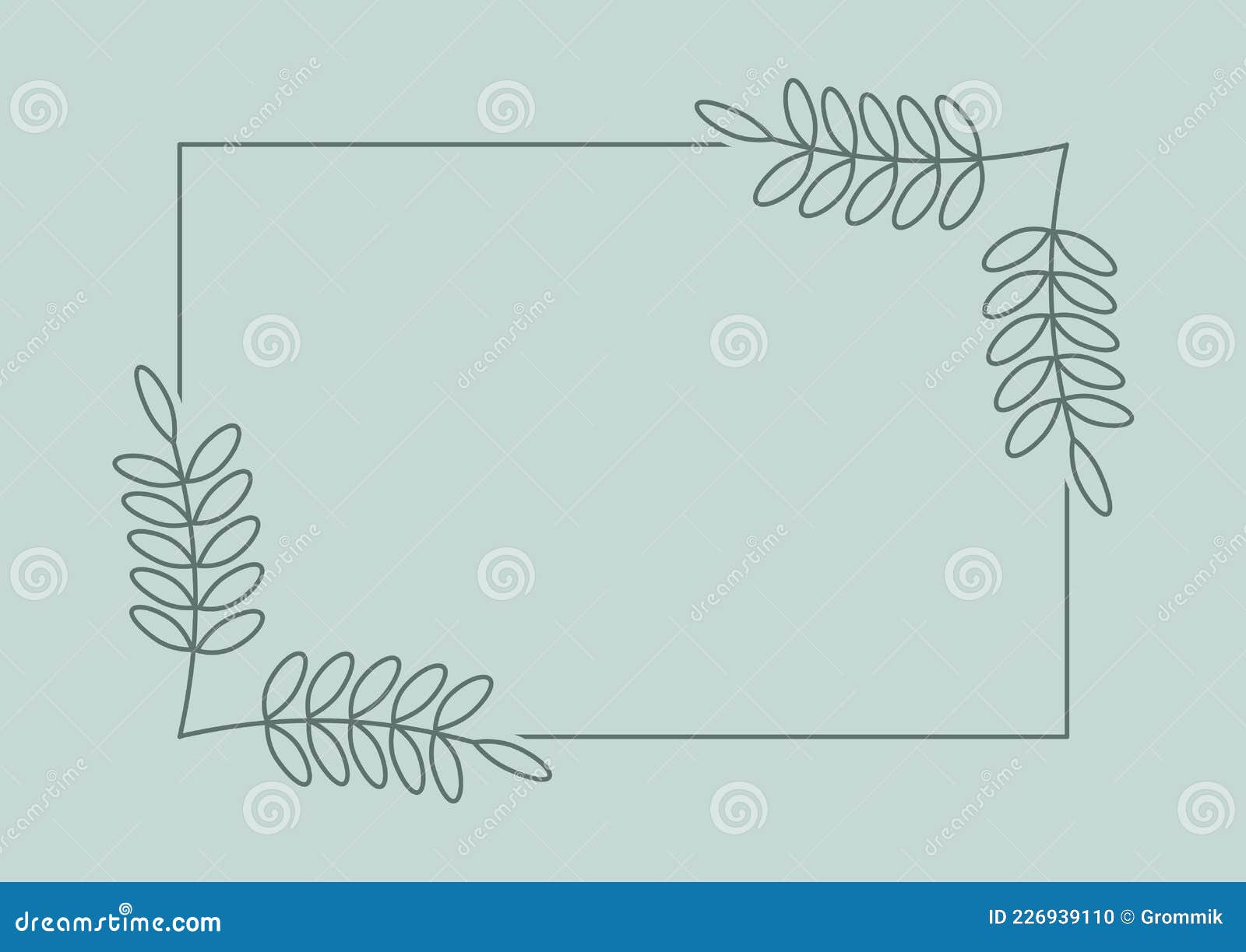 Plant Branch in a Rectangular Frame, with Place for Text for Posters ...