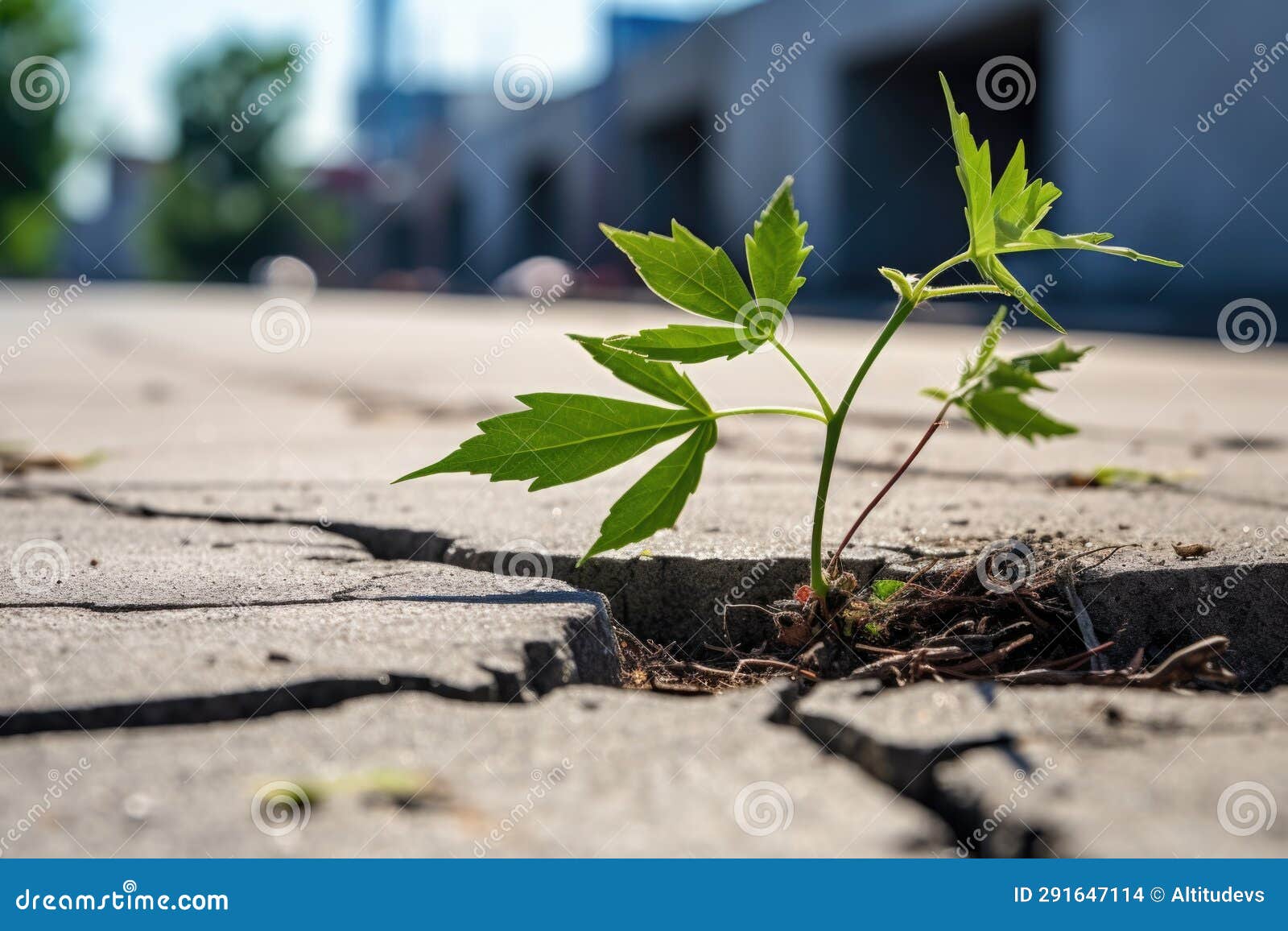 A Plant Breaking through Concrete Pavement Stock Photo - Image of ...