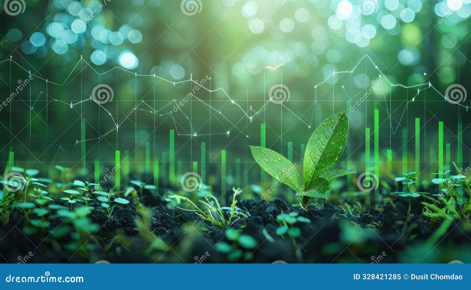 A Plant with a Bunch of Green Leaves and a Graph on it Stock Image ...