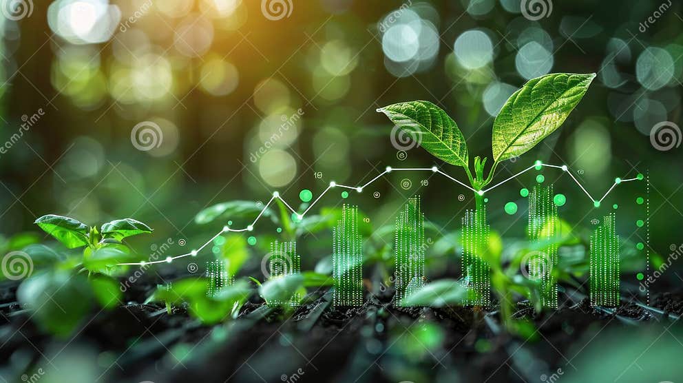A Plant with a Bunch of Green Leaves and a Graph on it Stock Image ...