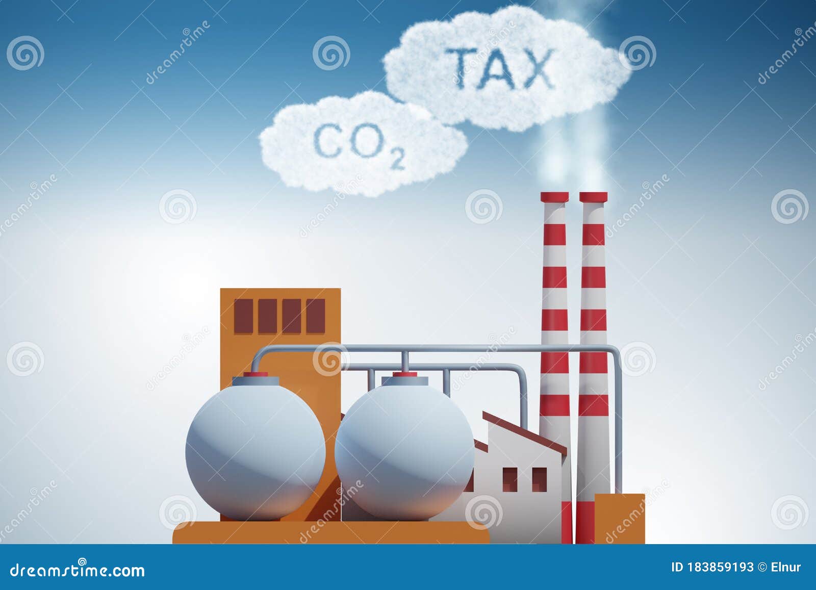 Plant in Carbon Tax and Pollution Concept - 3d Rendering Stock ...