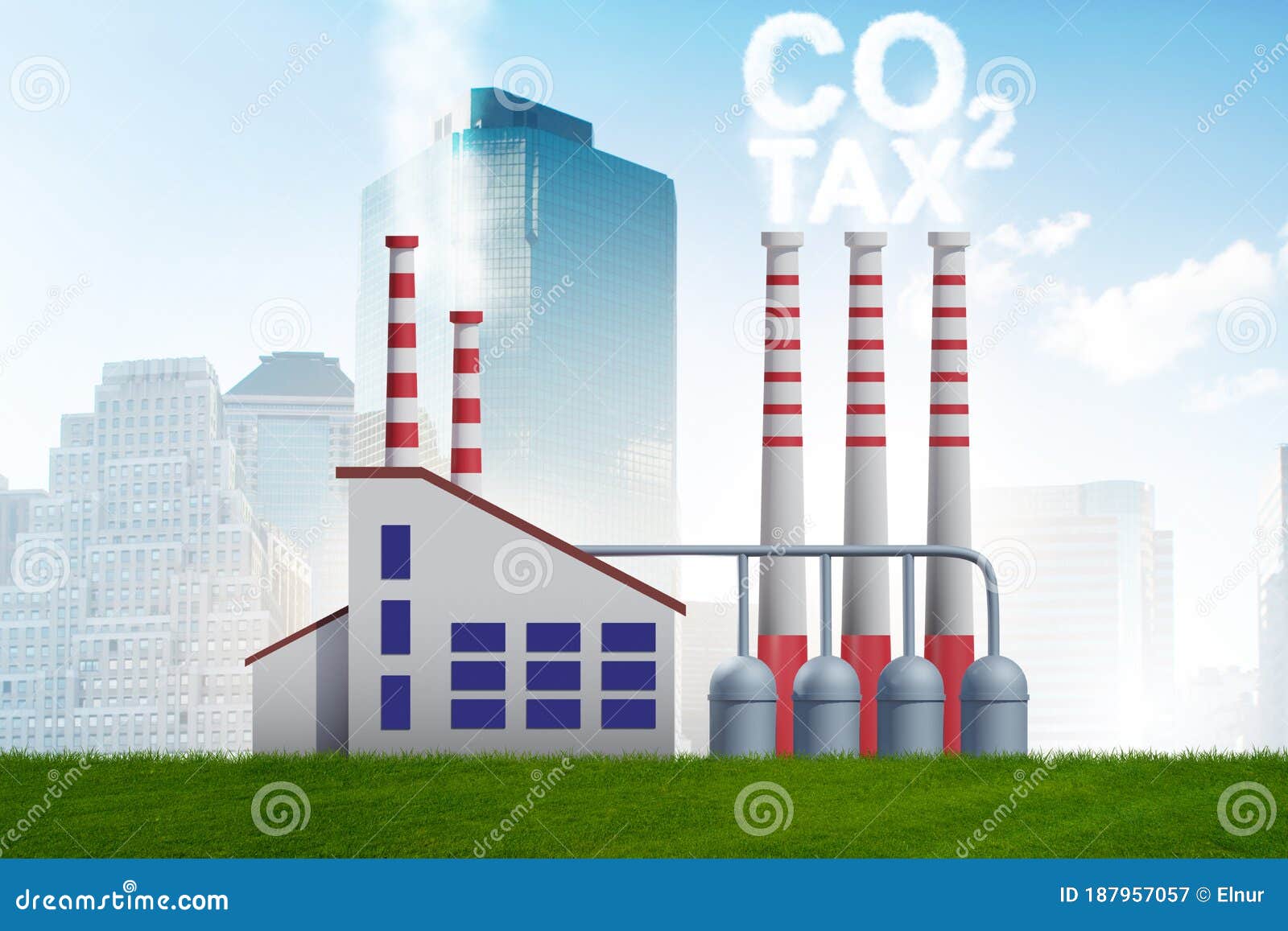 Plant in Carbon Tax and Pollution Concept - 3d Rendering Stock ...