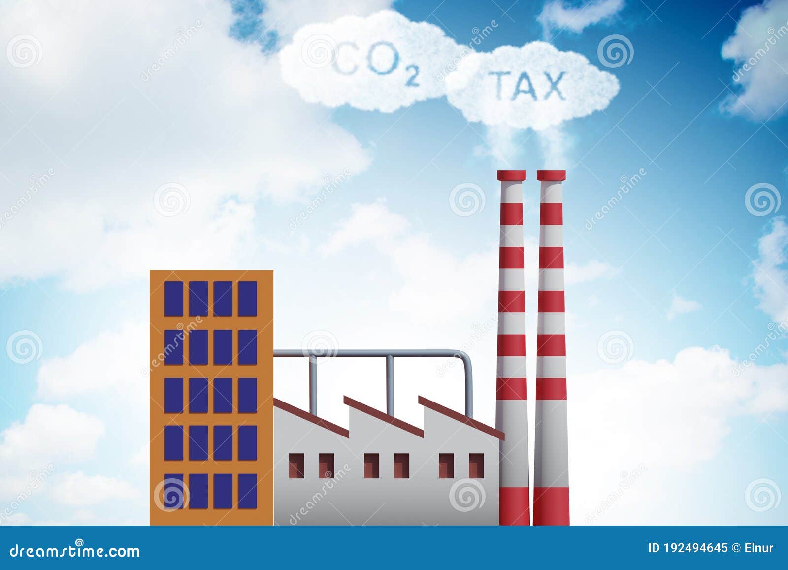 Plant in Carbon Tax and Pollution Concept - 3d Rendering Stock ...