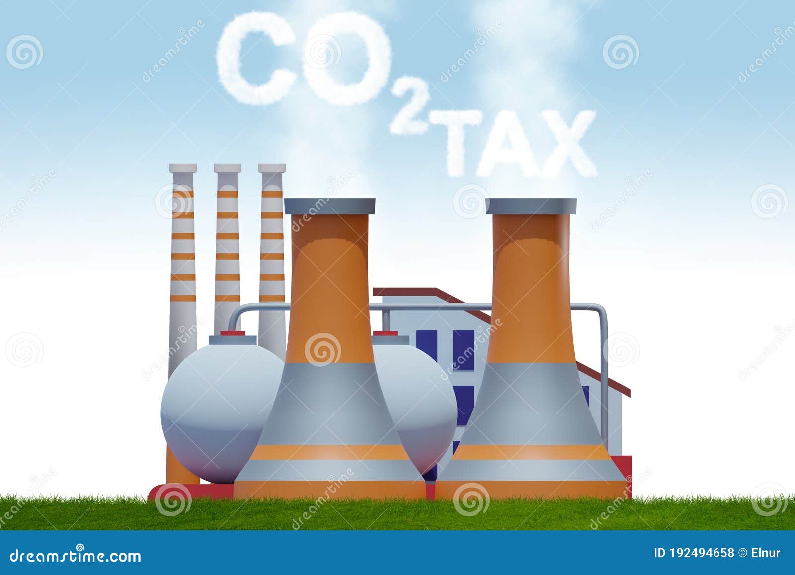 Plant in Carbon Tax and Pollution Concept - 3d Rendering Stock ...