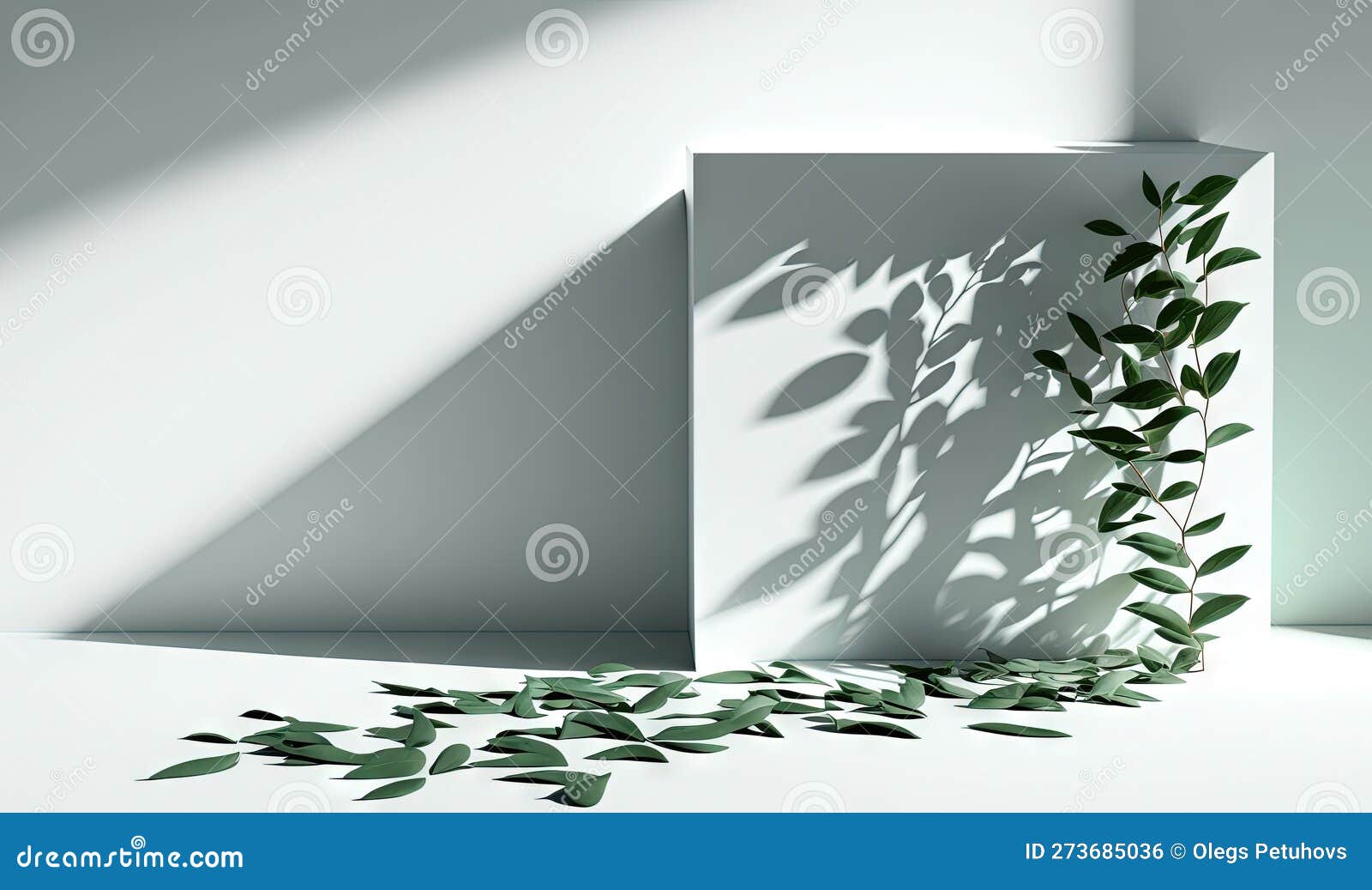 A Plant Casts a Shadow on a White Wall with a Shadow Cast on it Stock ...