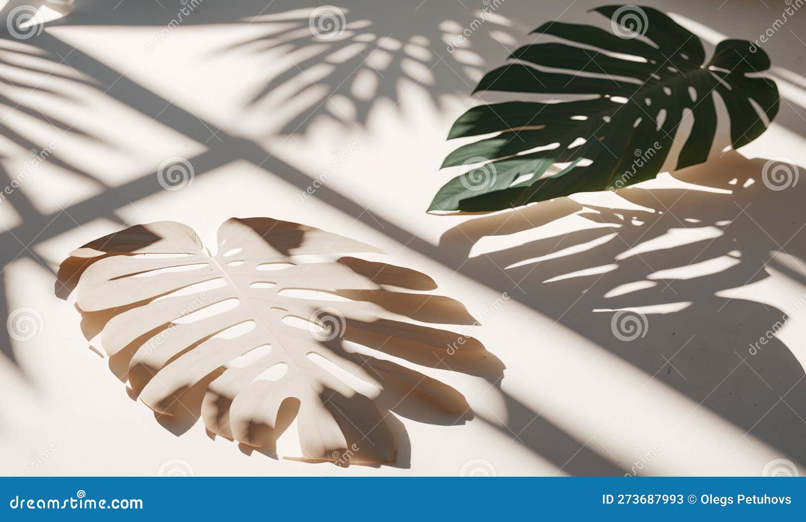 A Plant Casts a Shadow on a White Wall with a Shadow Cast on it Stock ...