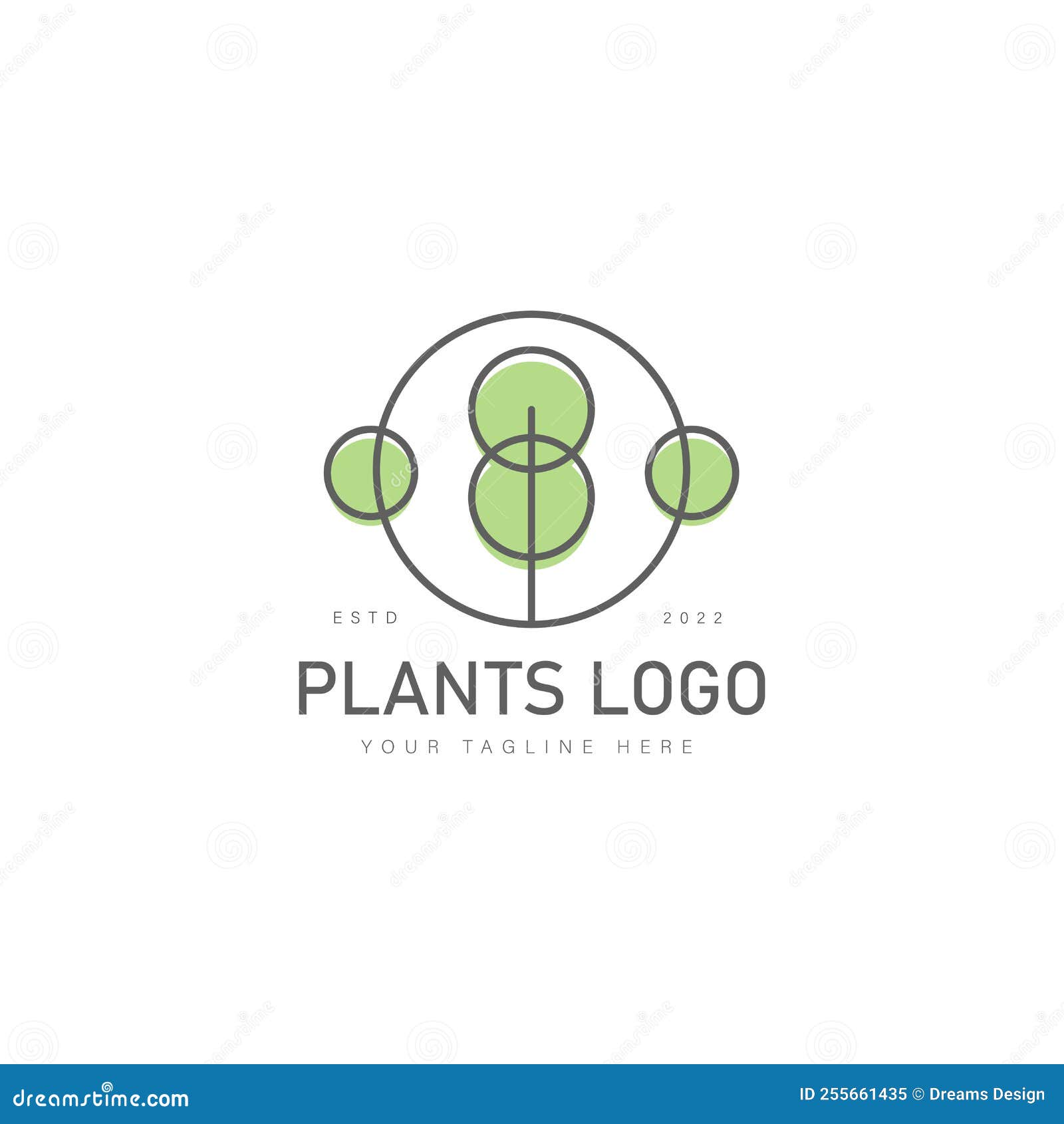 Plant with Circle Line Logo Design Icon Illustration Stock Vector ...