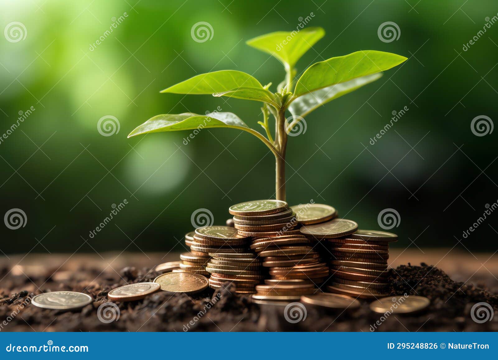 Plant Growing from Coins Plant and Coins Stock Illustration ...