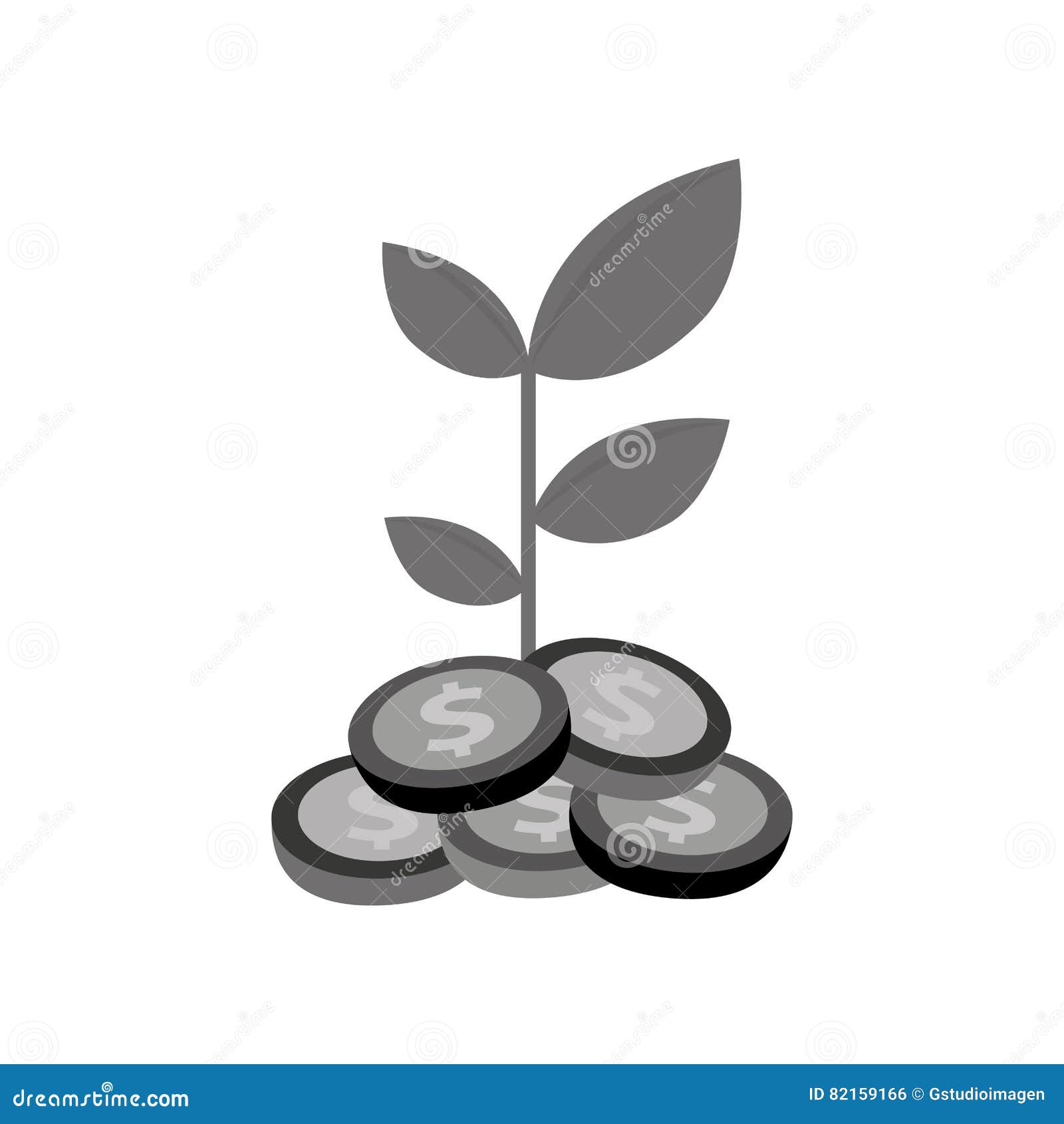 Plant with Coins Isolated Icon Stock Illustration - Illustration of ...