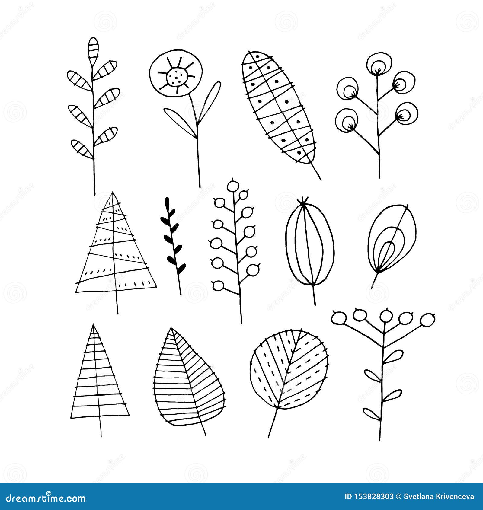 Plants Contour in the Scandinavian Style Stock Vector - Illustration of ...